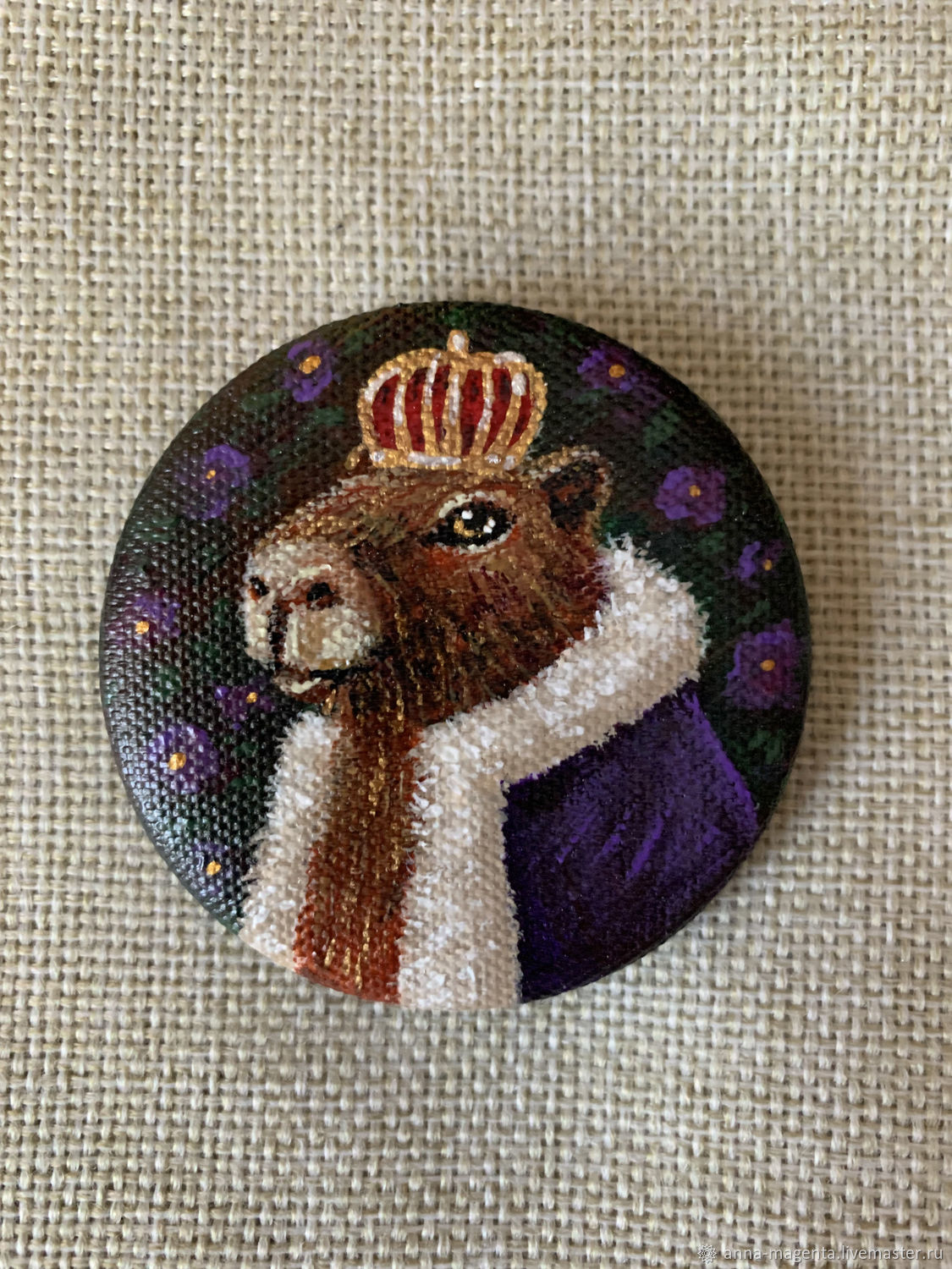 Брошь-картина ручной работы Его Величество Капибара в интернет-магазине ...