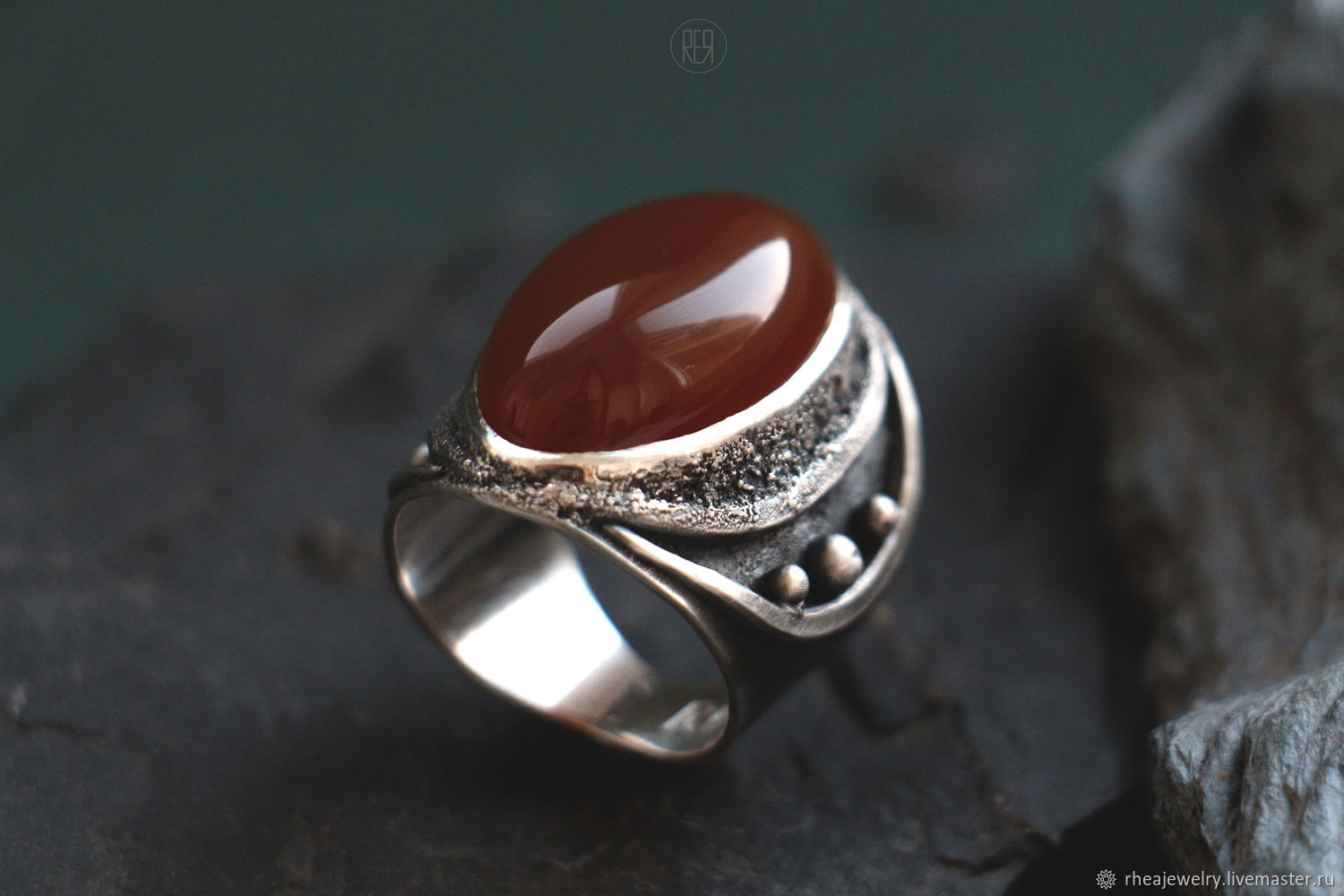 Мужской перстень в серебре с натуральным сердоликом,средневековый ...