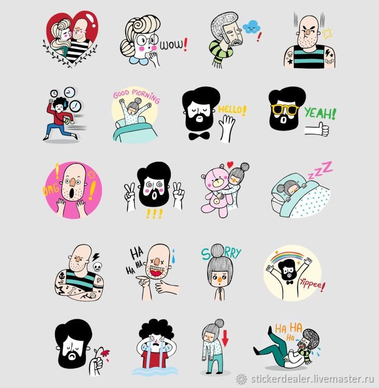 20 макетов для стикеров Cool Gang в интернет-магазине Ярмарка Мастеров ...