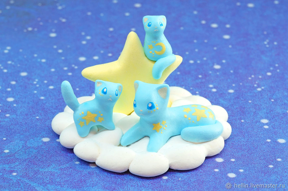 Статуэтка Голубые звёздные котята в интернет магазине на Ярмарке Мастеров Статуэтки Москва