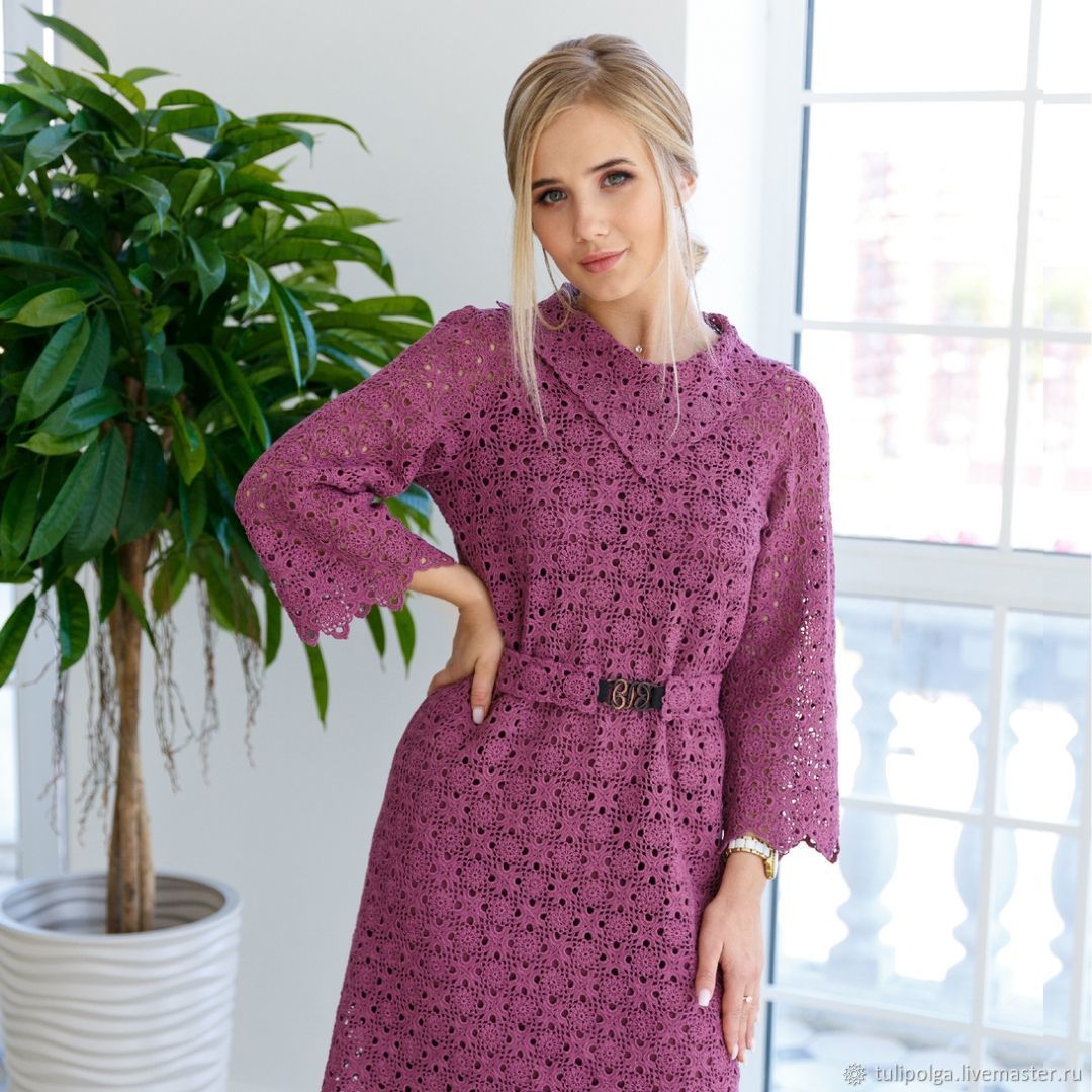 Вязаное платье Описание вязания Платье крючком со схемами и описанием в ...