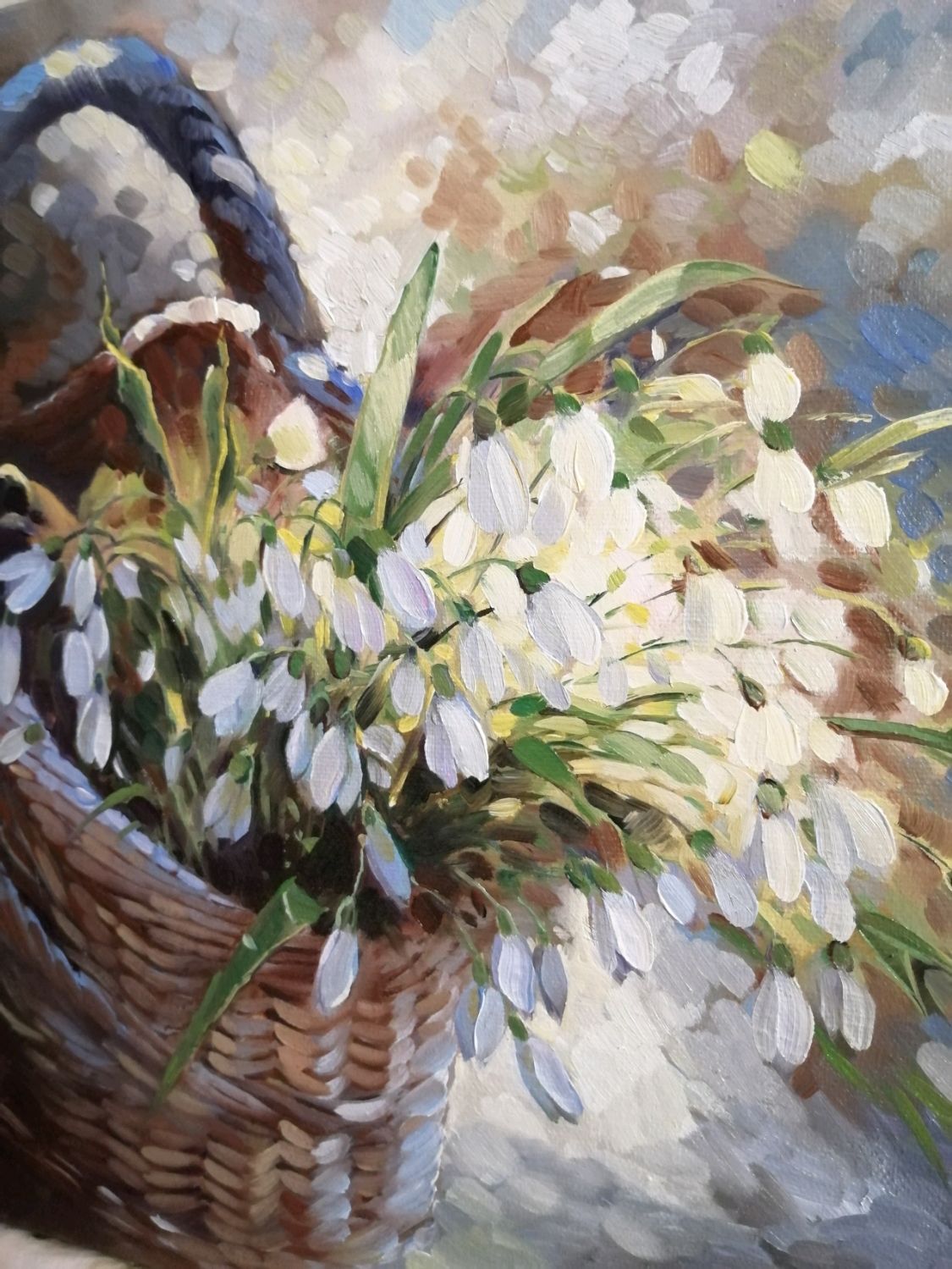 Картина маслом "Корзина подснежников" 30*30 см – заказать на Ярмарке ...