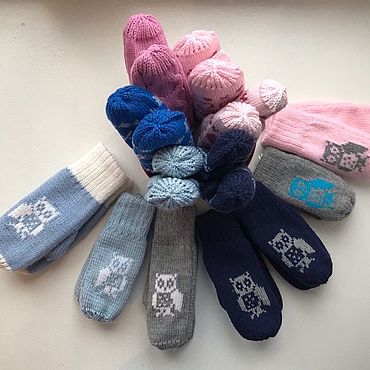 Варежки для детей Полярный мишка, варежки вязаные, варежки детские ...