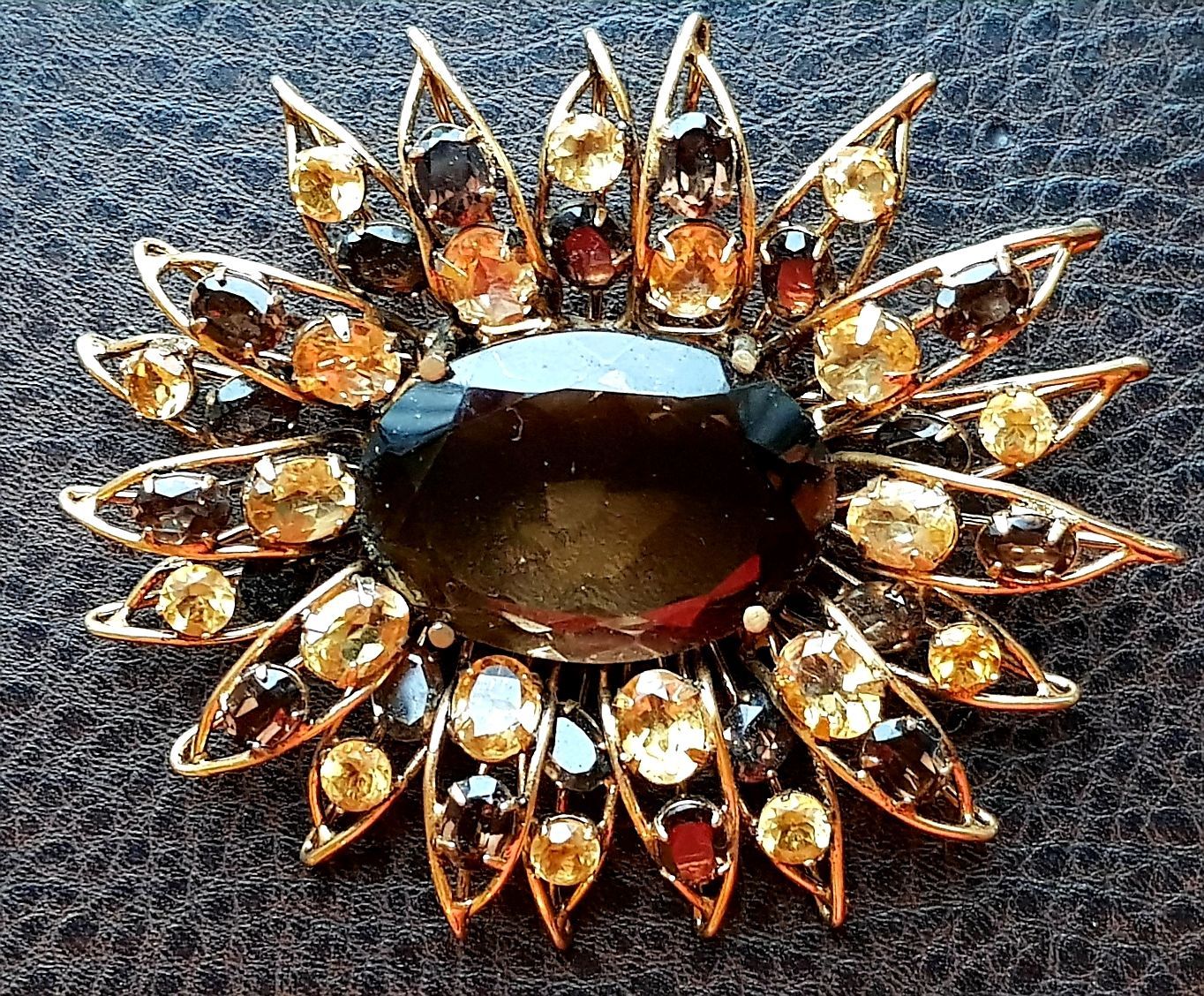 Винтаж: Брошь с раухтопазом и цитринами, BOUNKIT, США купить в интернет-магазине Ярмарка ...
