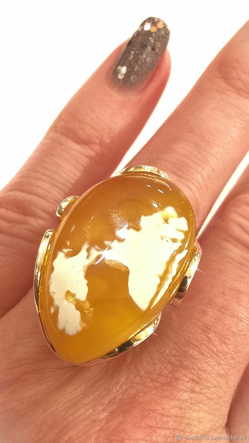 Кольцо Amber янтарь украшение природный камень купить в интернет ...
