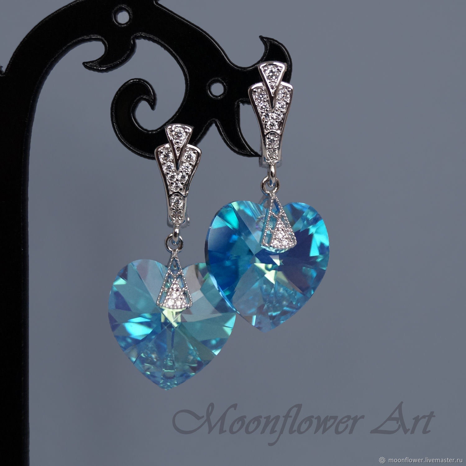 Swarovski серьги Aquamarine Hearts в интернет-магазине на Ярмарке ...
