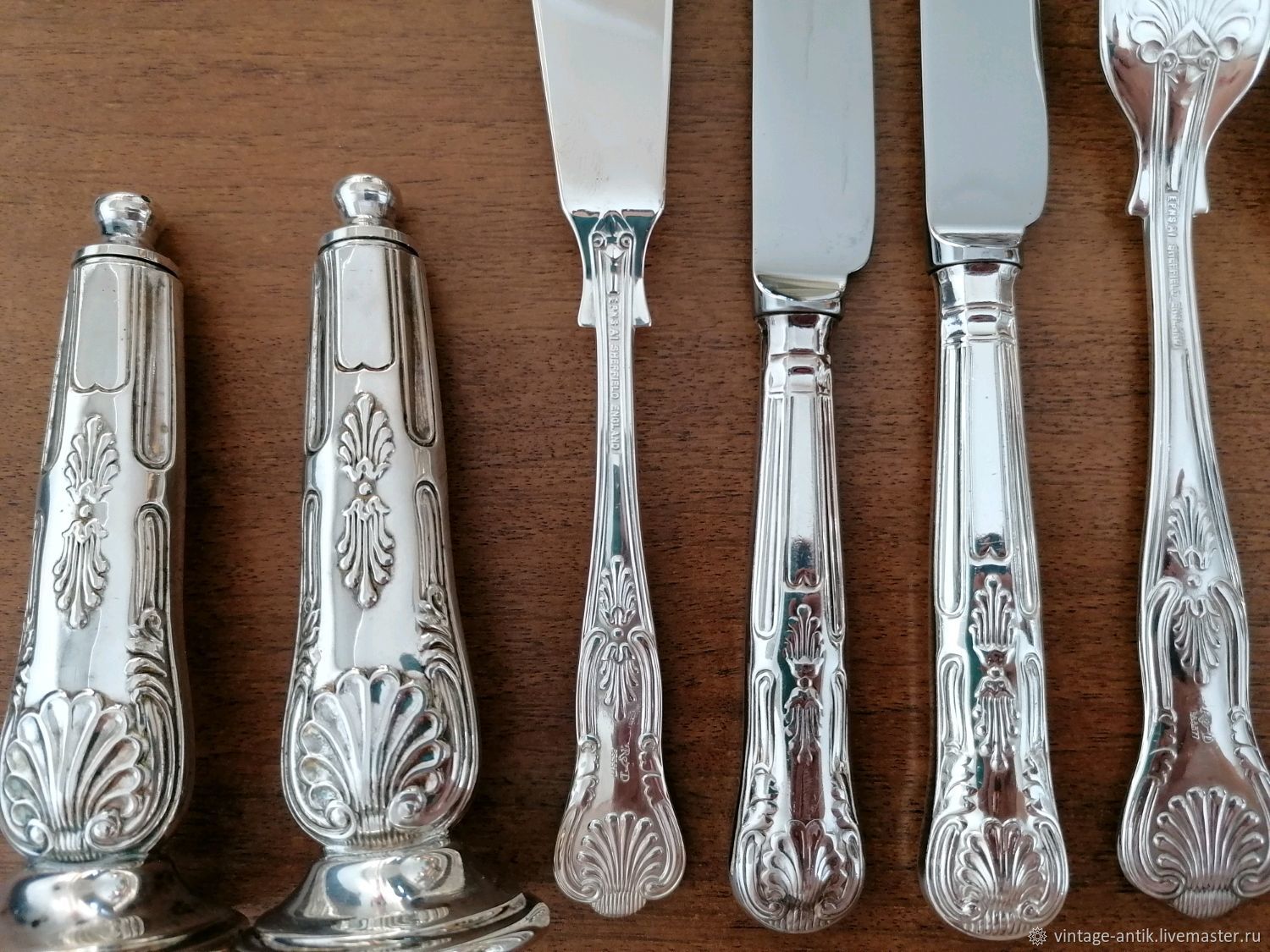 Винтаж: Новый полный набор столовых приборов 54 предмета. Серебрение ...