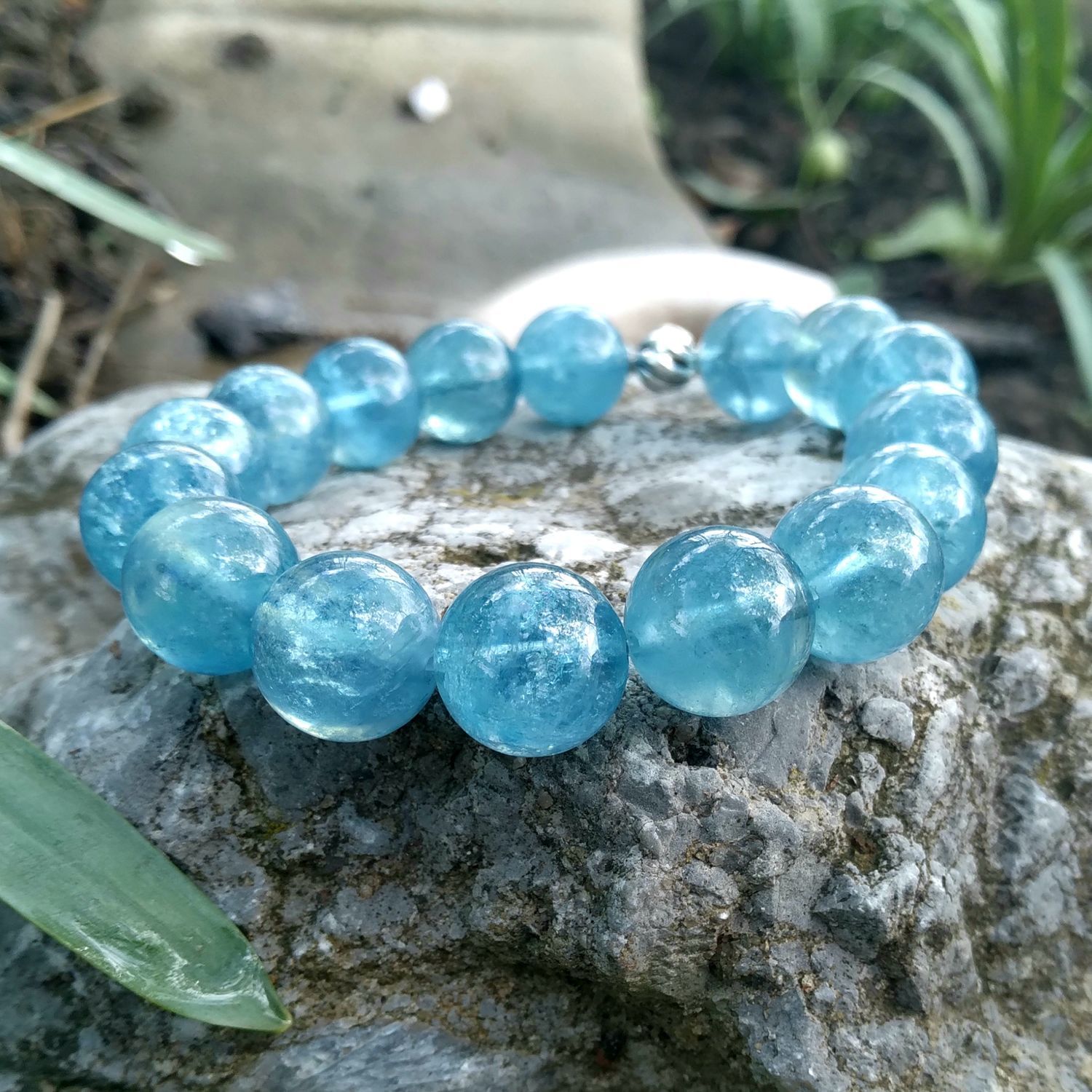 Браслет из крупных аквамаринов. Серебро. Аквамарин натуральный купить в ...