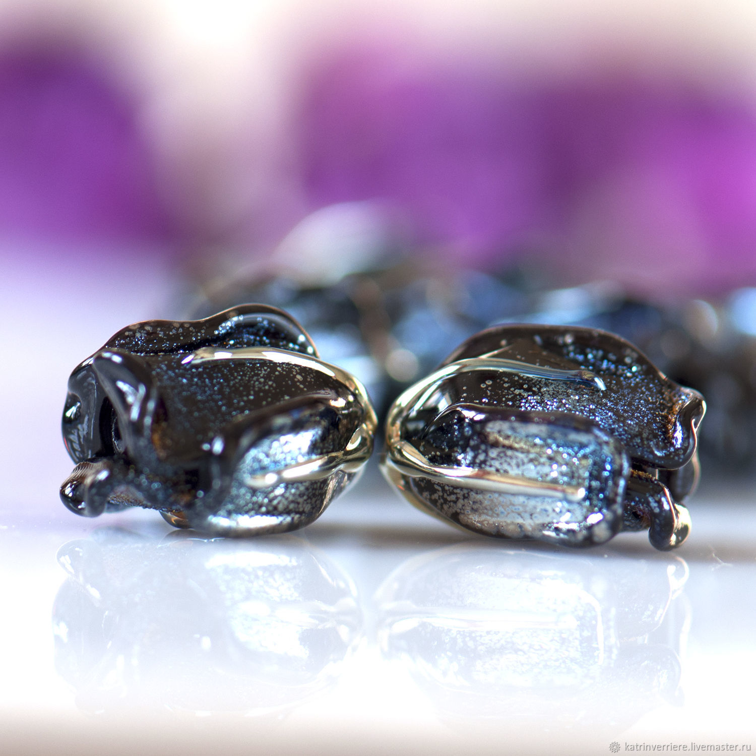 Розы-лэмпворк "Черные металлик" на заказ в интернет-магазине Ярмарка ...