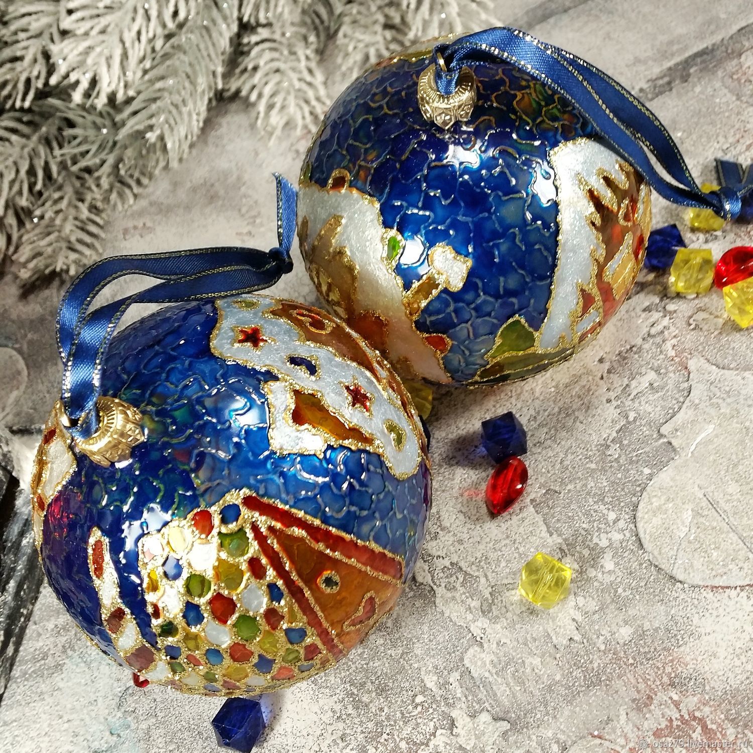 Елочные шары: елочный шар стеклянный Леденцы – купить на Ярмарке Мастеров – N8378RU | Елочные ...