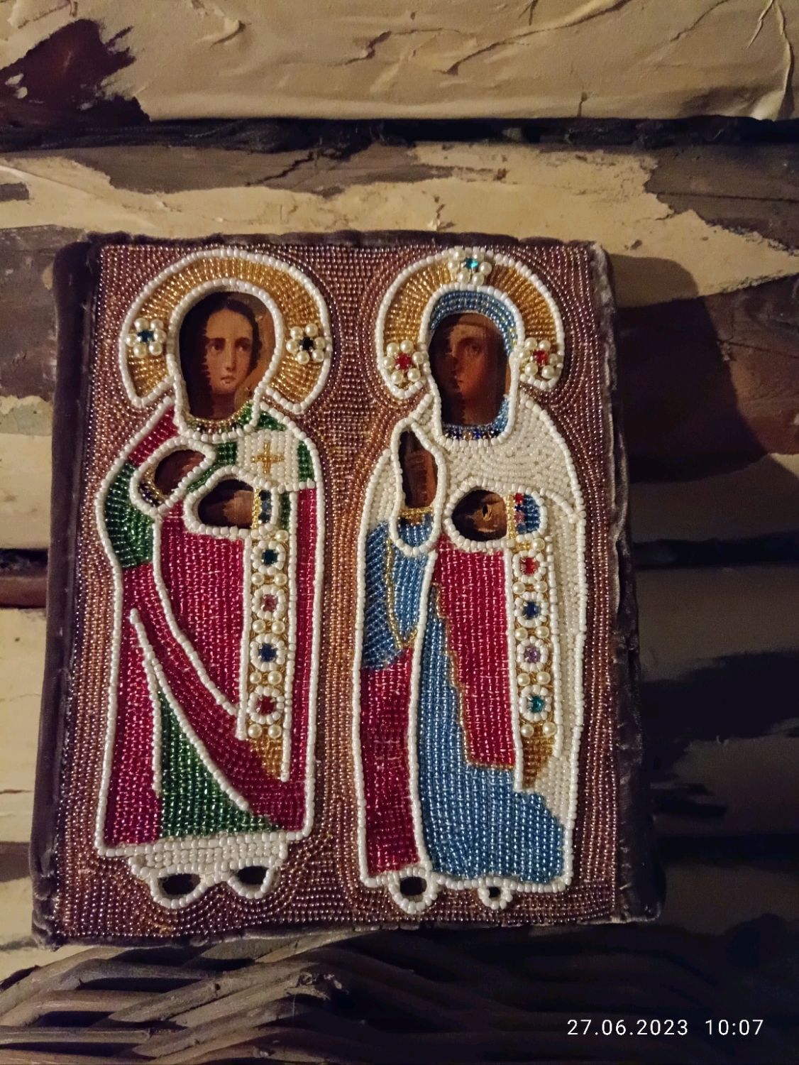 Икона с вышитым окладом. Святой Пантелеймон и Парасковея Пятница купить ...