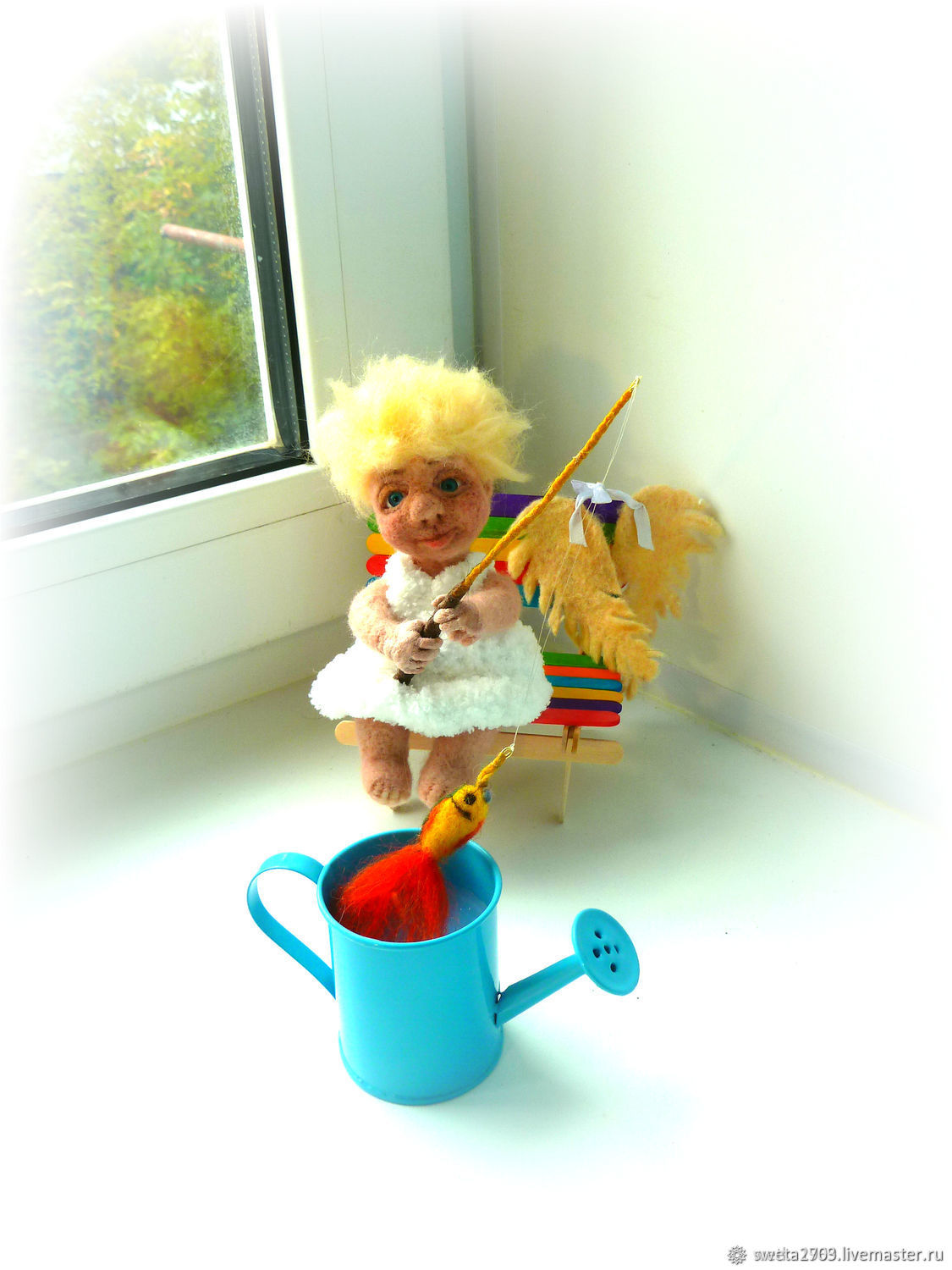 И Ангелам иногда нужны выходные))) Рыбак, рыбачок, ангел валяный в ...