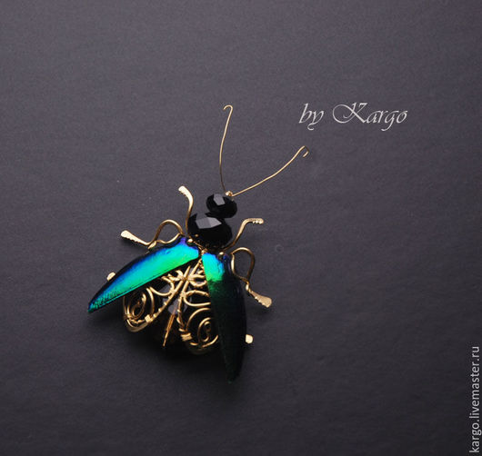 Купить Жук брошь - тёмно-зелёный, жук, брошь, подарок, wire wrap ...