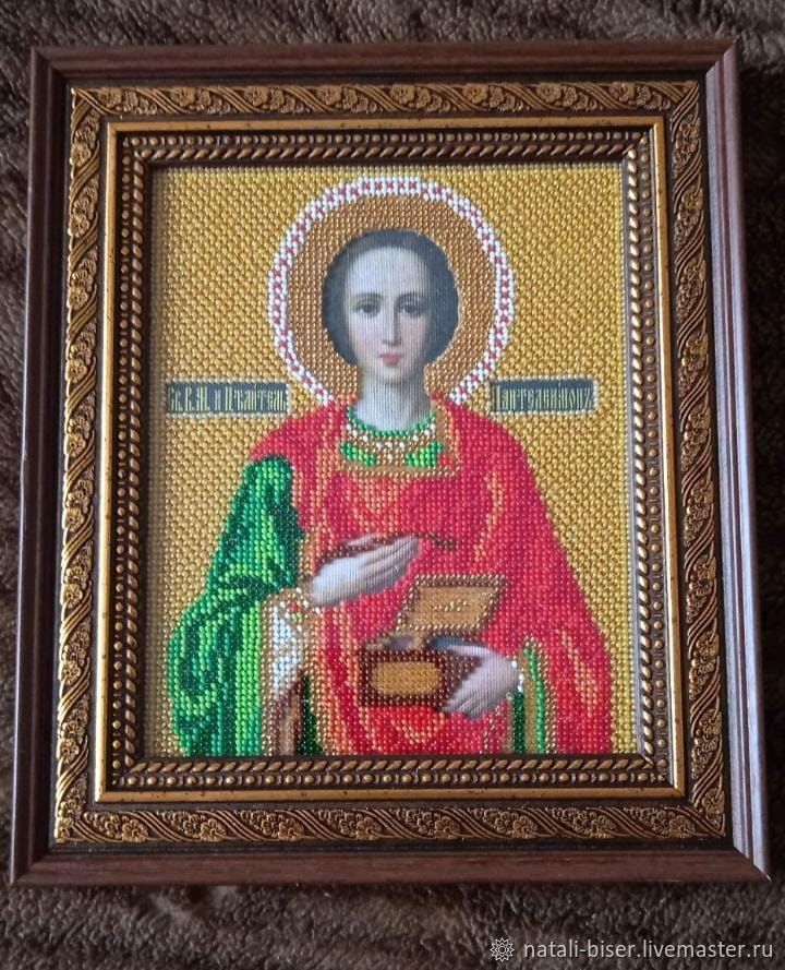 Иконы: Св. Пантелеймон (ювелирный бисер) в интернет-магазине Ярмарка Мастеров по цене 3500 ...