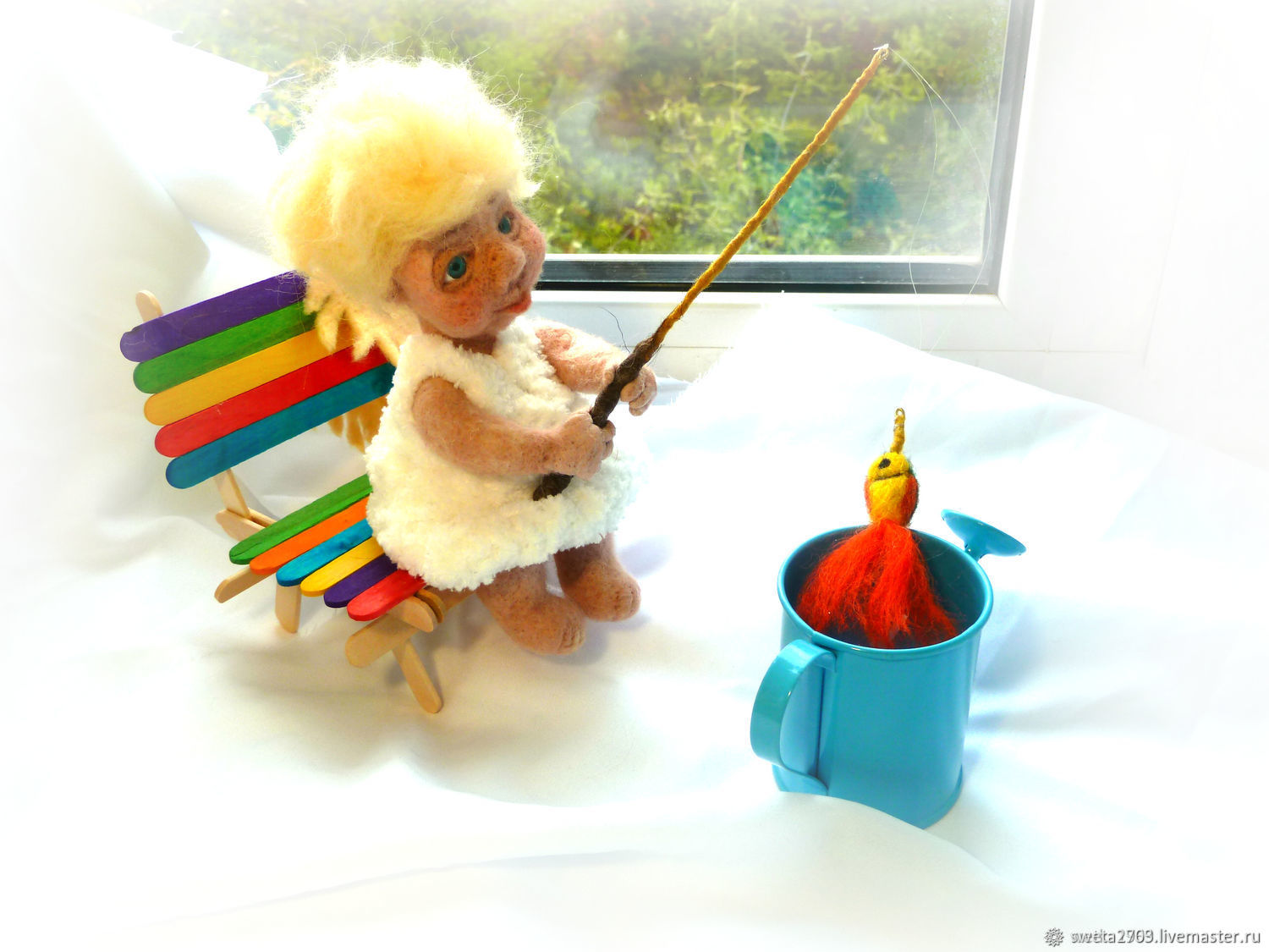 И Ангелам иногда нужны выходные))) Рыбак, рыбачок, ангел валяный в ...