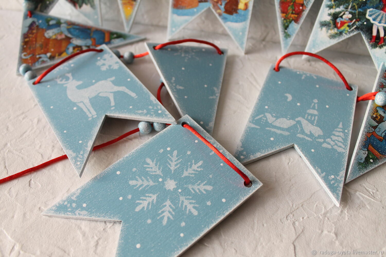 Гирлянда флажки Старые открытки СССР Новогоднее чаепитие декупаж ...