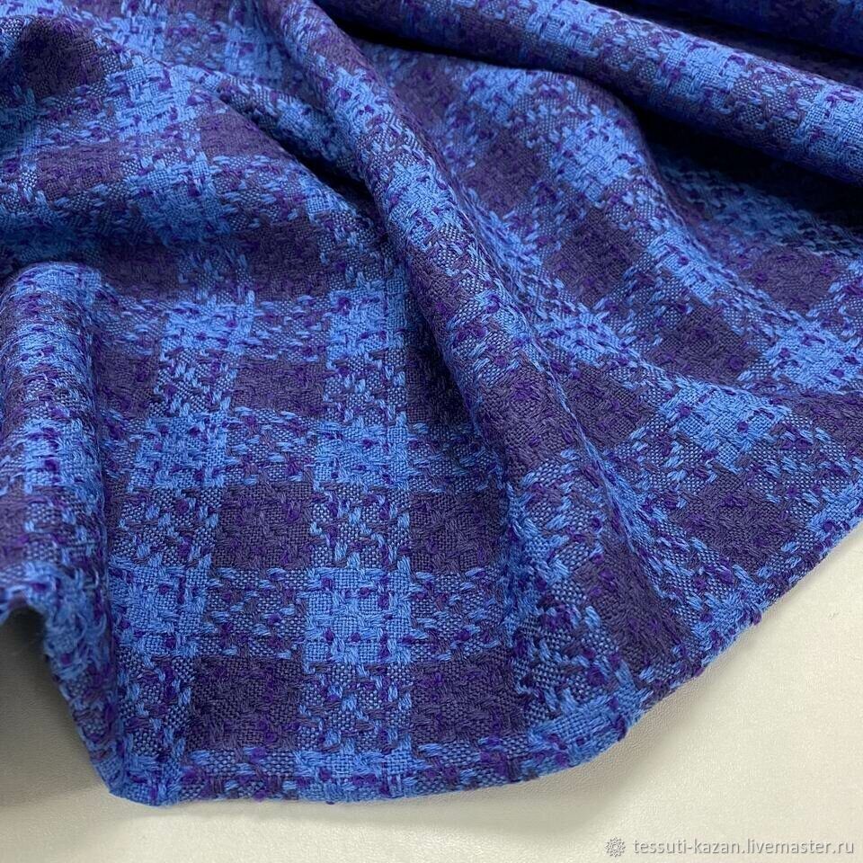 Итальянская ткань. Шанель сине-фиолетовая клетка 15-7117 купить в ...