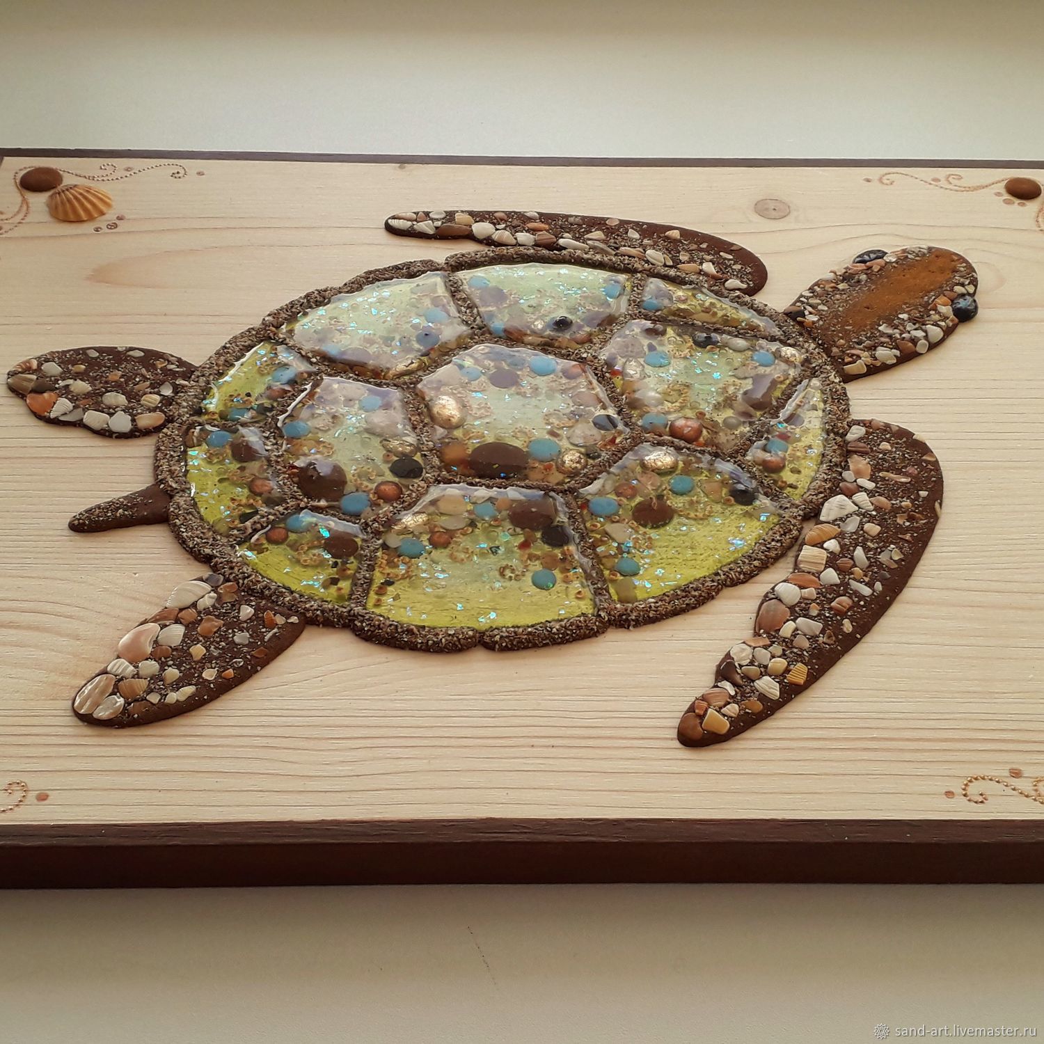 Картины из песка и ювелирной смолы Морская черепаха – заказать на ...
