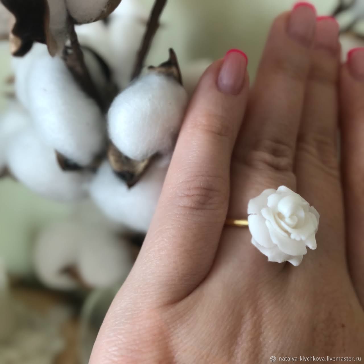 Кольцо фарфоровое Роза, позолоченное серебро 925 пробы в интернет ...