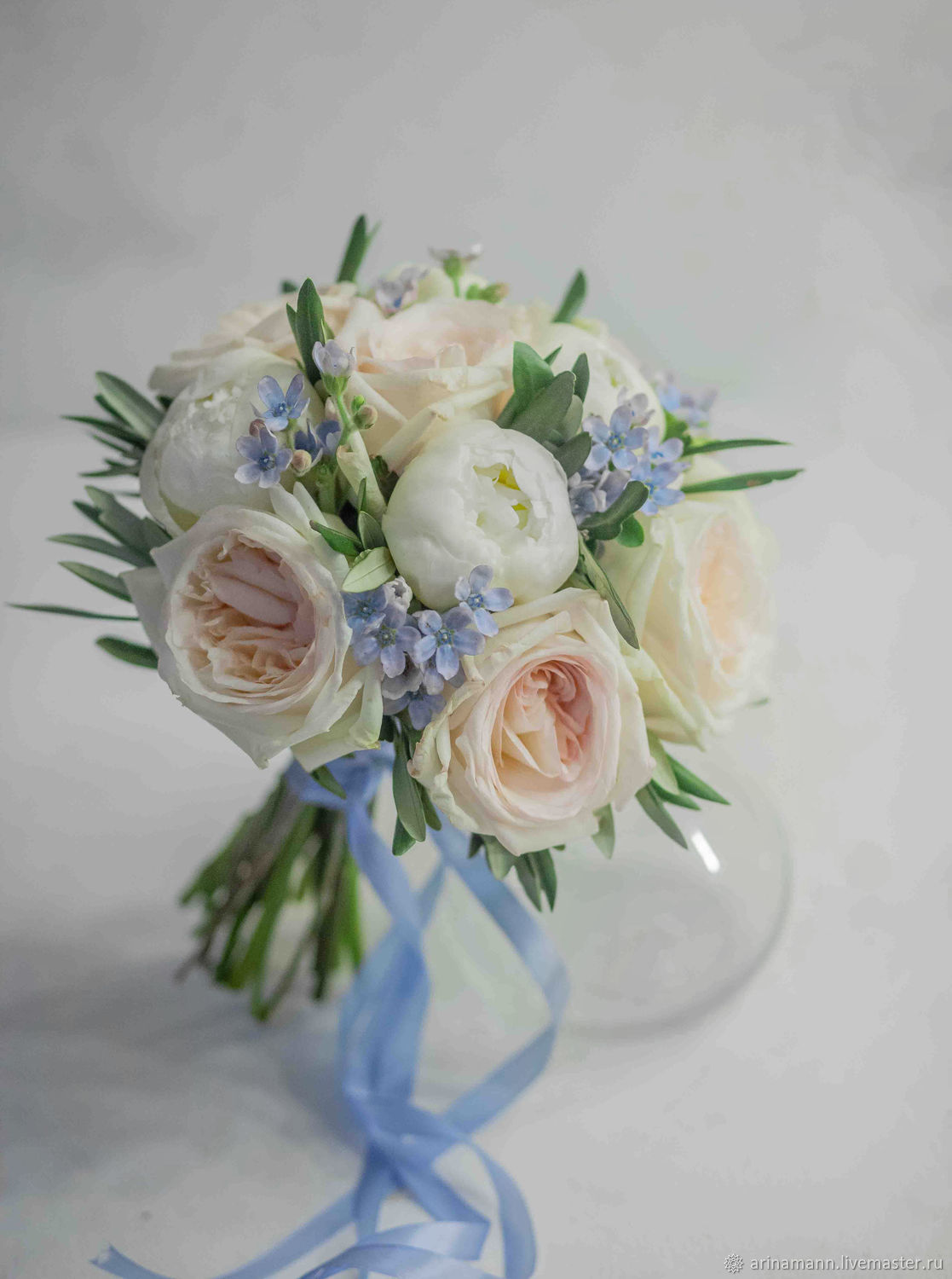 Букет невесты голубой из пионов – заказать на Ярмарке Мастеров ...