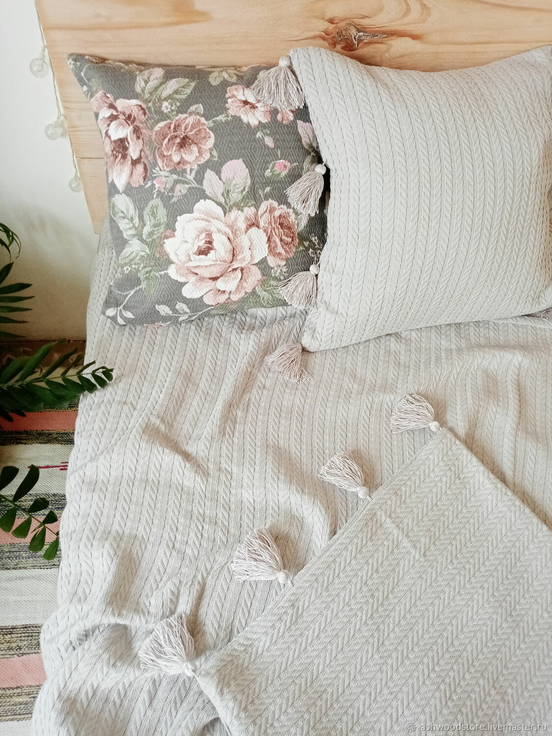 Плед Покрывало на кровать серый 3 оттенка в интернет-магазине Ярмарка ...