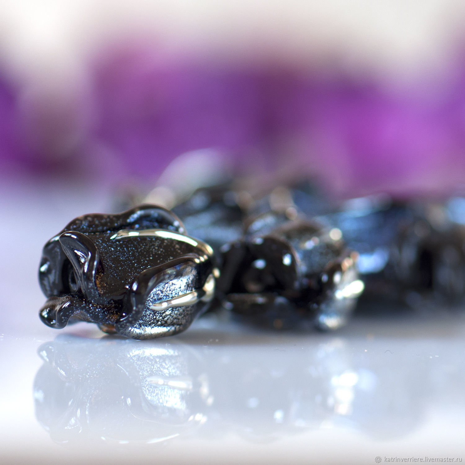 Розы-лэмпворк "Черные металлик" на заказ в интернет-магазине Ярмарка ...