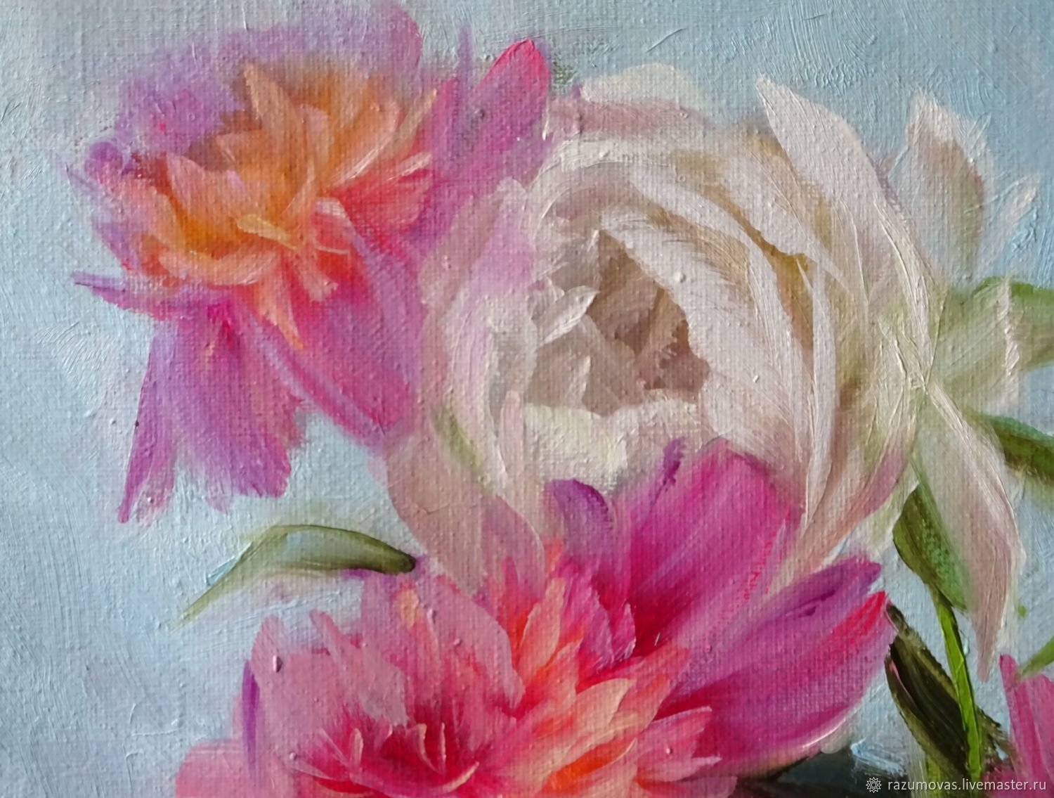 Картина маслом "Девять пионов" 40 на 50 в интернет-магазине Ярмарка ...
