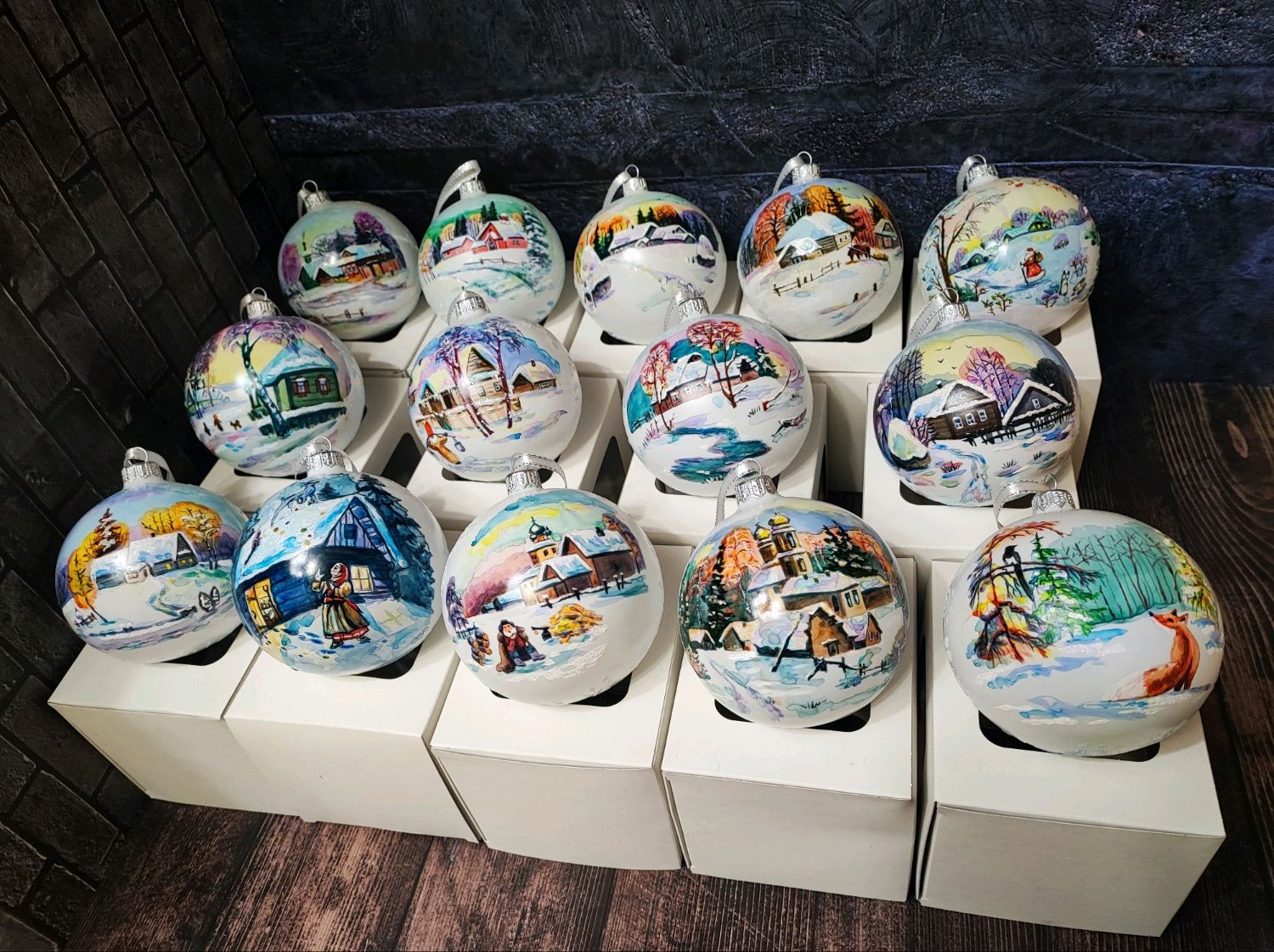 Ёлочные шары с ручной росписью / сказки / пейзажы в интернет-магазине ...
