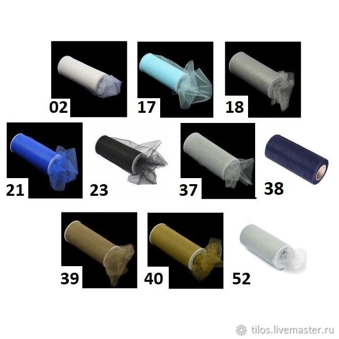 Фатин средней жесткости, нейлон 150 мм, длина 22,86 м, Китай 10 цветов ...