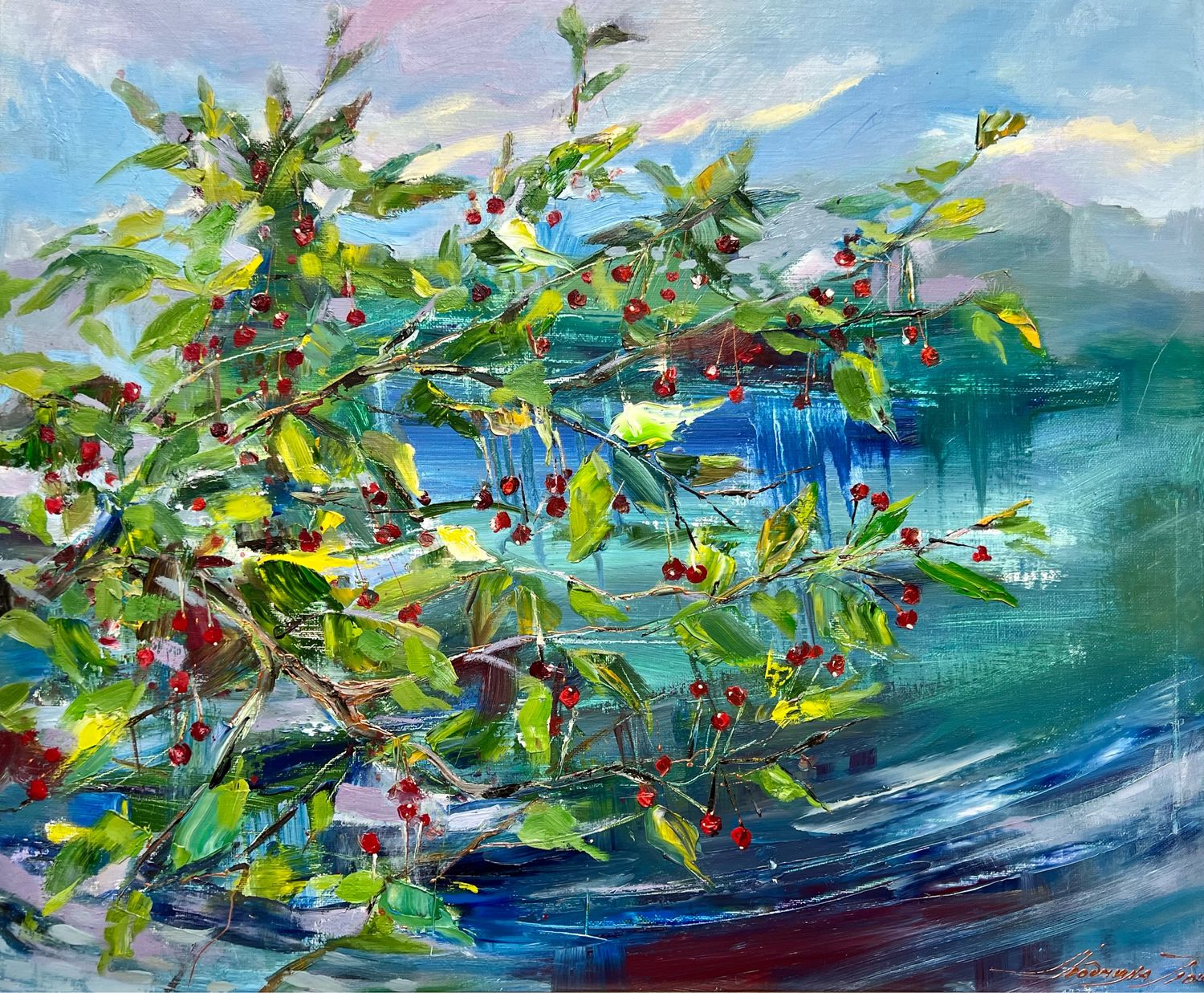 Картина маслом на холсте «Дикие яблочки» в интернет-магазине Ярмарка ...