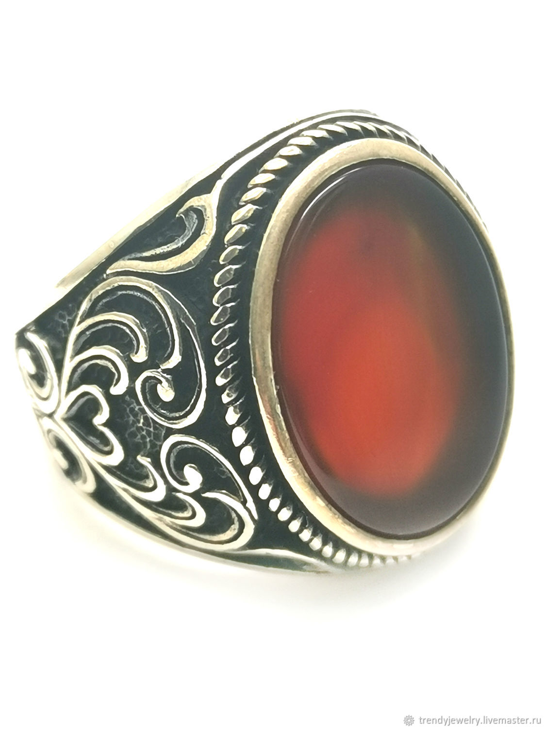 Перстень мужской серебро с красным камнем Сердолик Карнеол перстень ...
