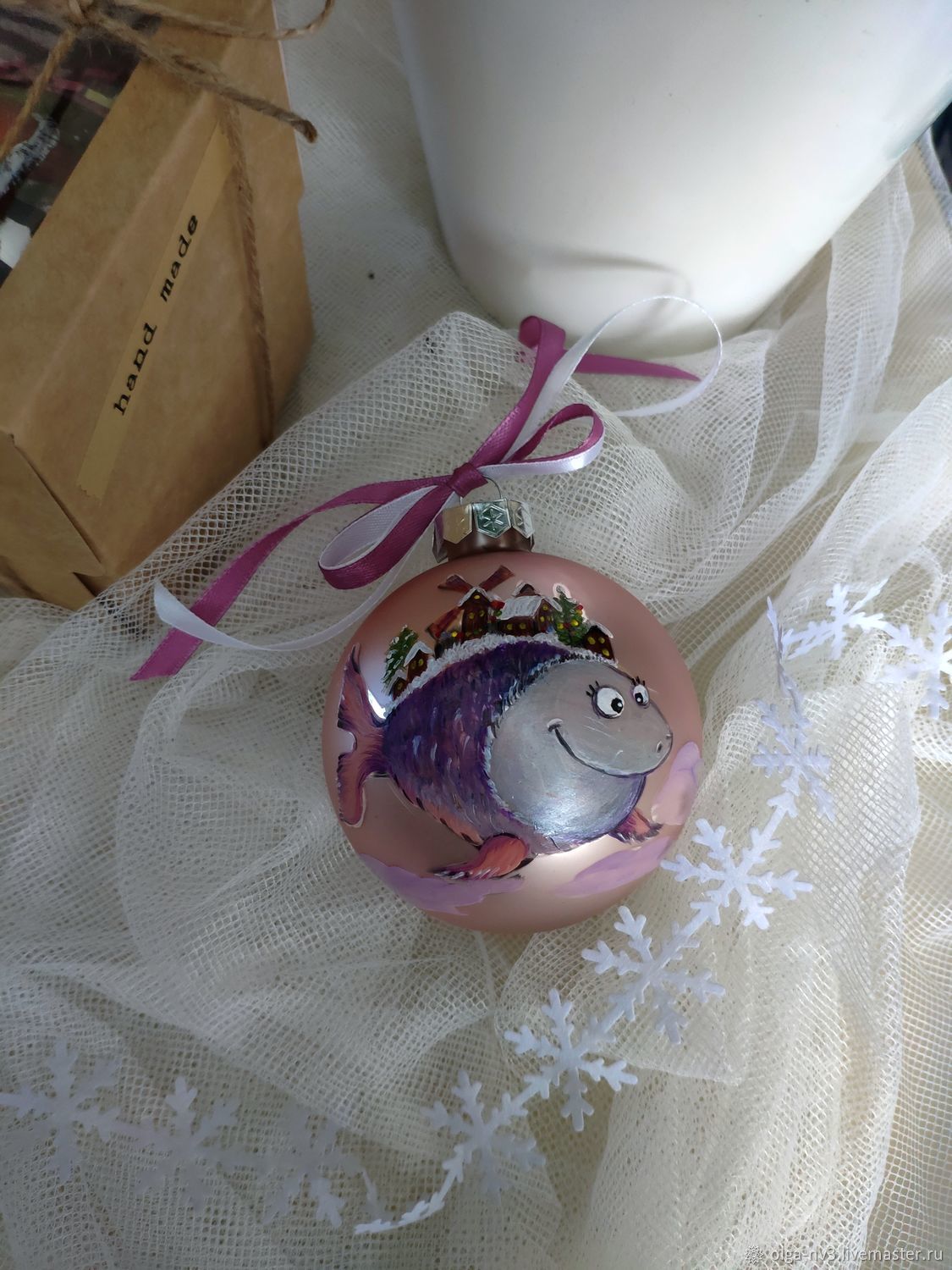 Елочные игрушки: Новогодний шарик с росписью Весерая рыба купить в ...