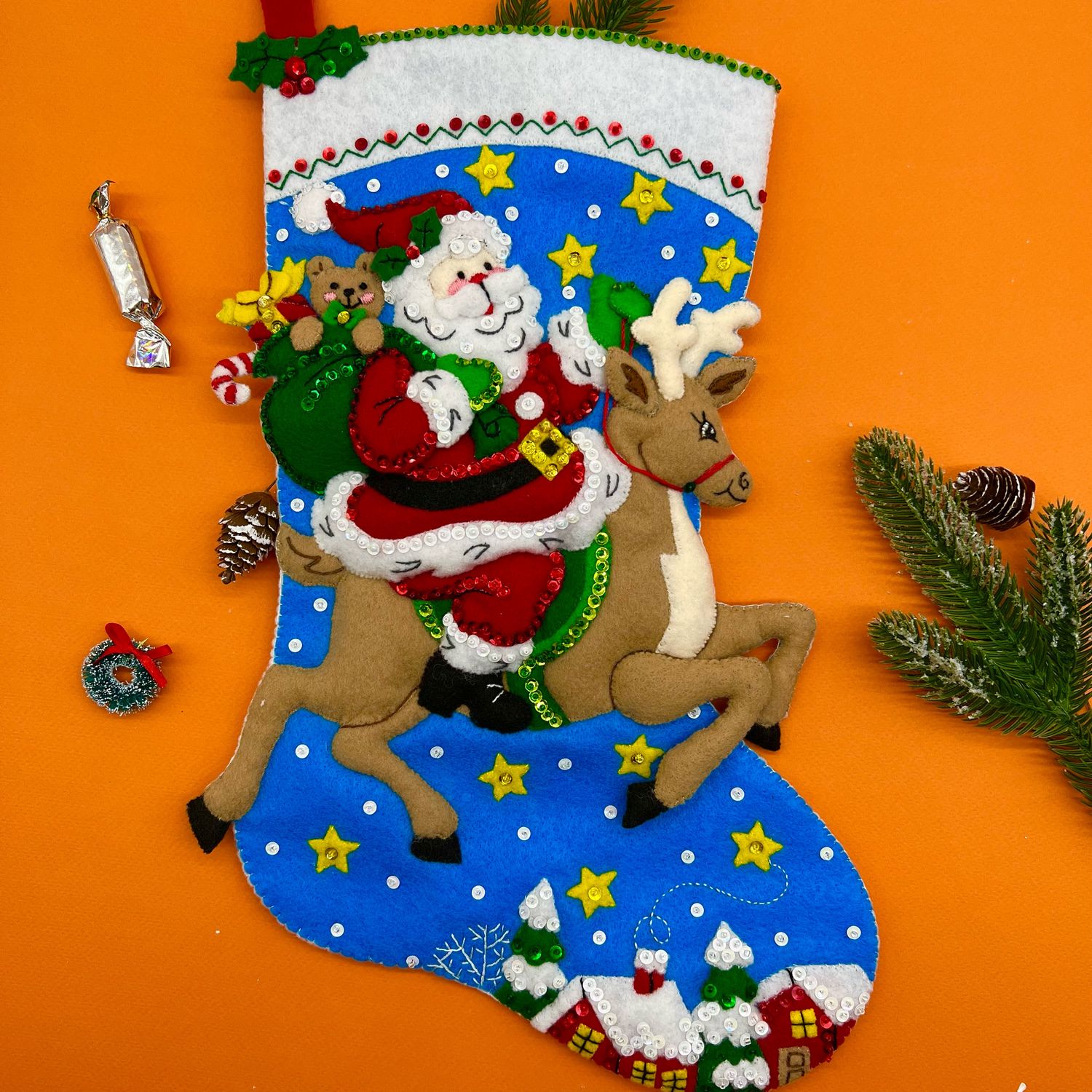 Новогодний сапожок-носок «Дед Мороз с подарками» купить в интернет ...