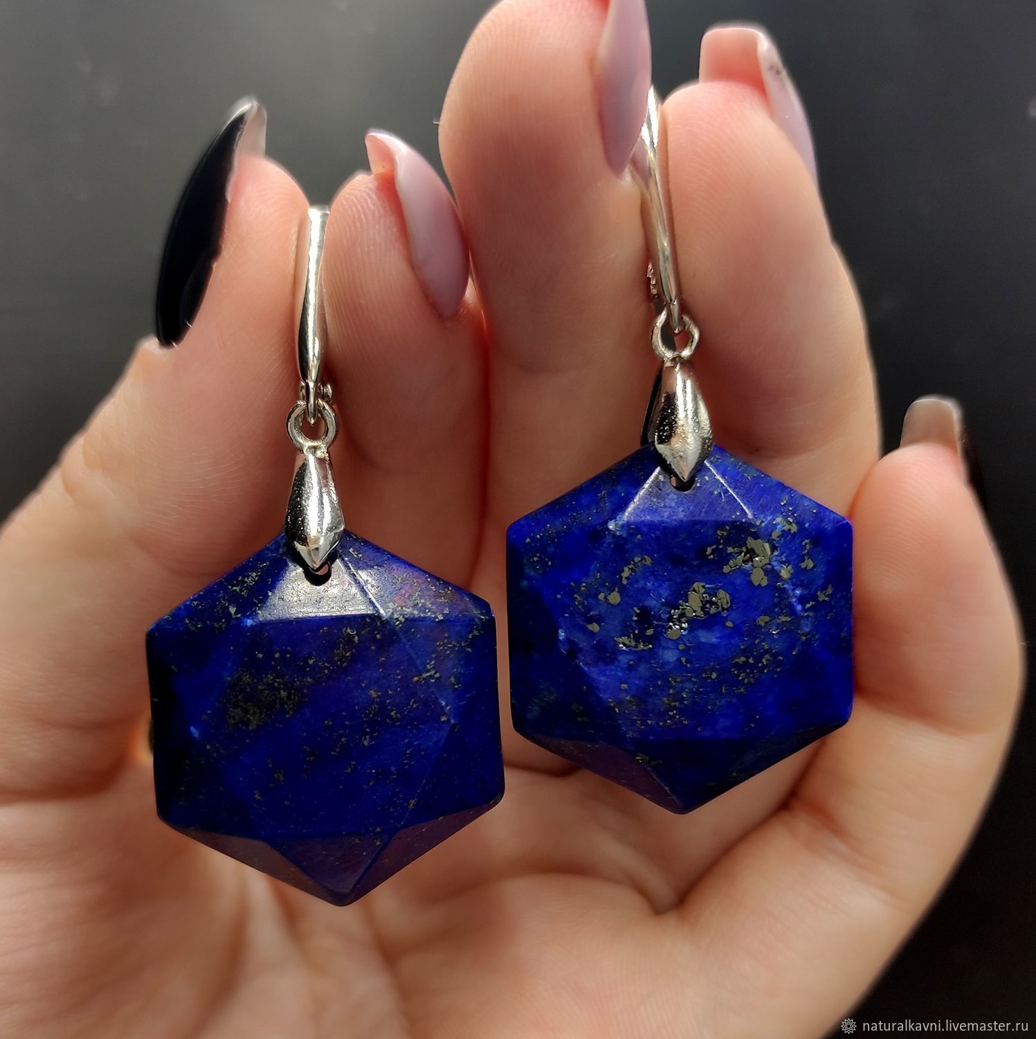 Серьги классические из натурального лазурита купить в интернет-магазине ...