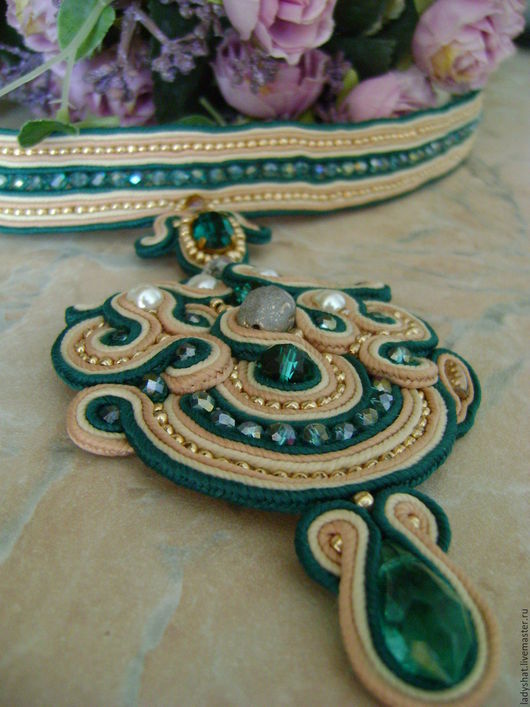 Купить Чокер-колье "Секретное озеро" - зеленый, колье-стойка, колье ...