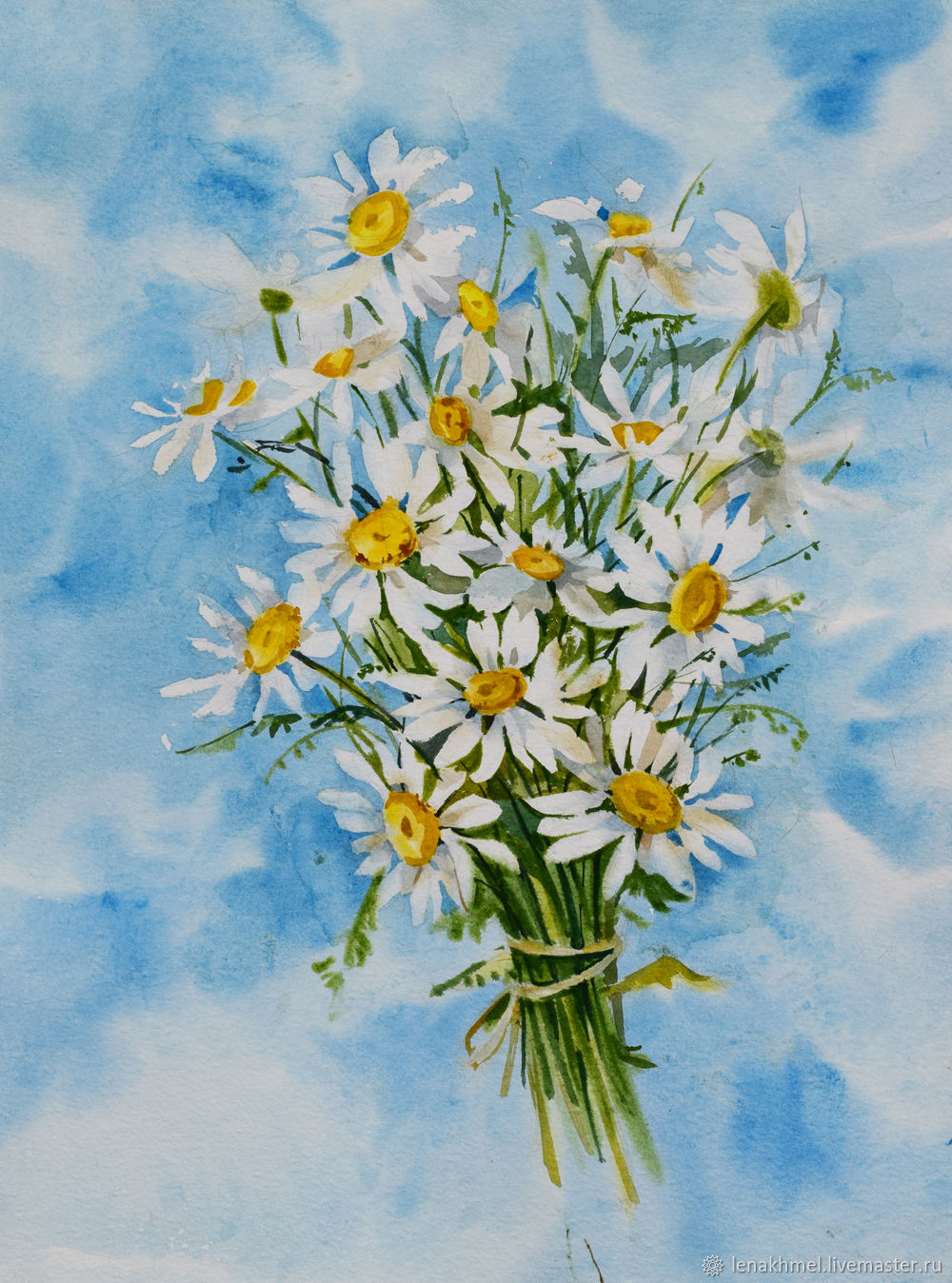 Ромашки. Картина акварелью в интернет-магазине на Ярмарке Мастеров ...