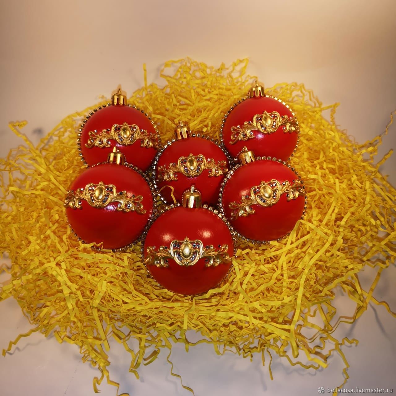 Декупаж. Ёлочные новогодние шары красные купить в интернет-магазине ...