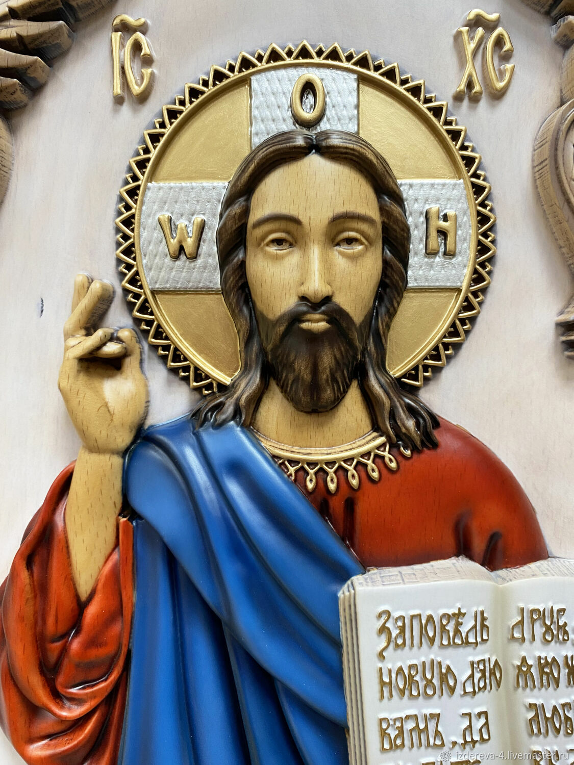 Господь Вседержитель резная икона из дерева купить в интернет-магазине ...
