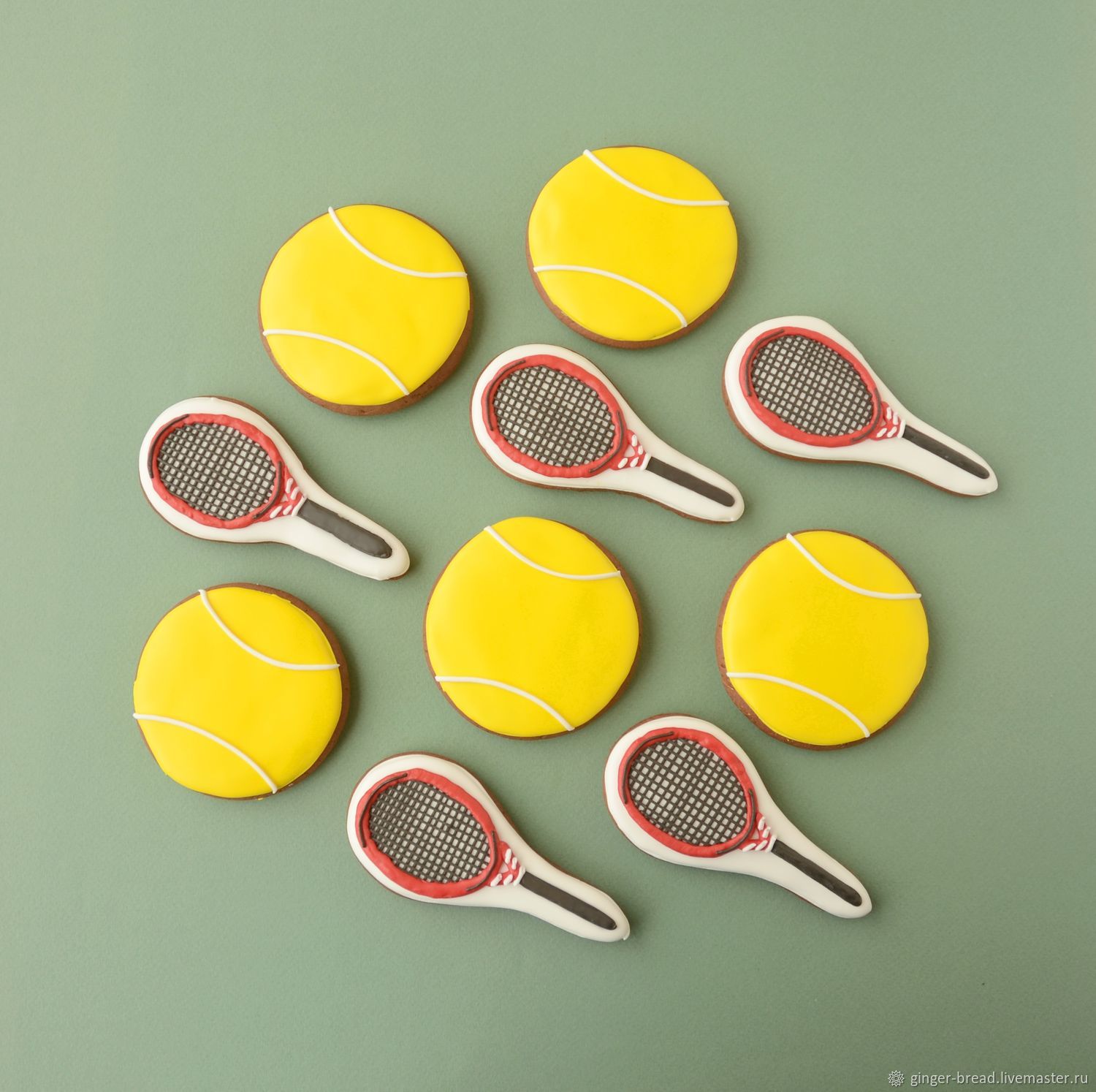 Пряники теннисный мячик и ракетка для тенниса. Подарок теннисисту в ...