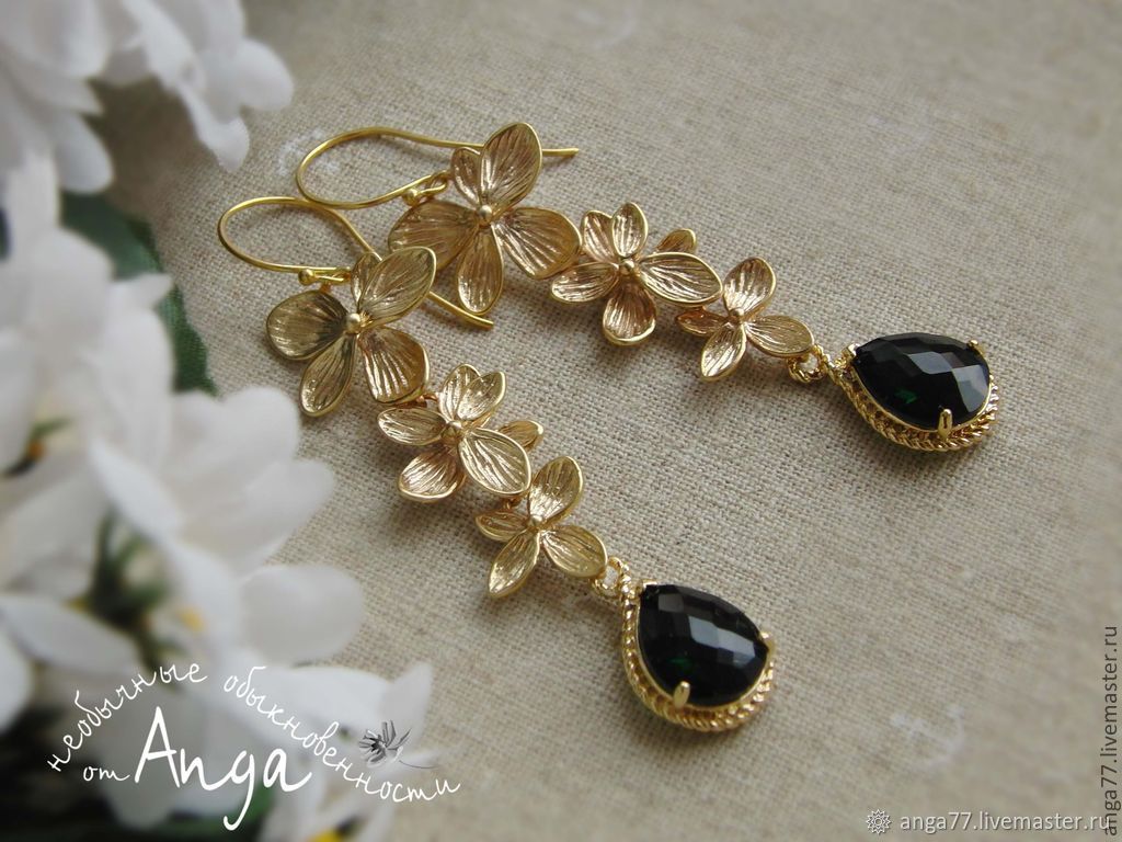 Серьги "Изумруд" купить в интернет-магазине Ярмарка Мастеров по цене ...