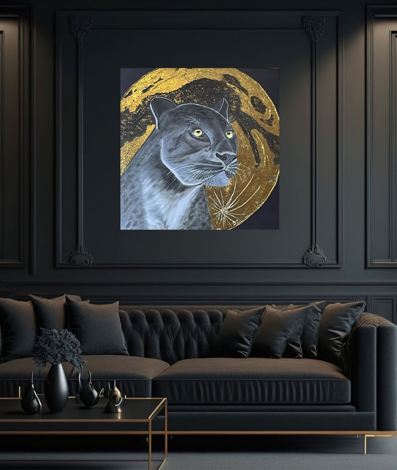 Большая интерьерная картина 3D маслом «Пантера» в интернет-магазине ...