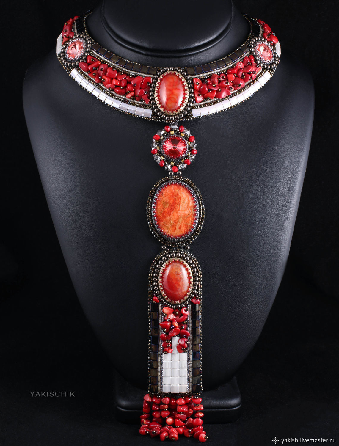Красное колье "Rich coral" в интернет-магазине на Ярмарке Мастеров ...