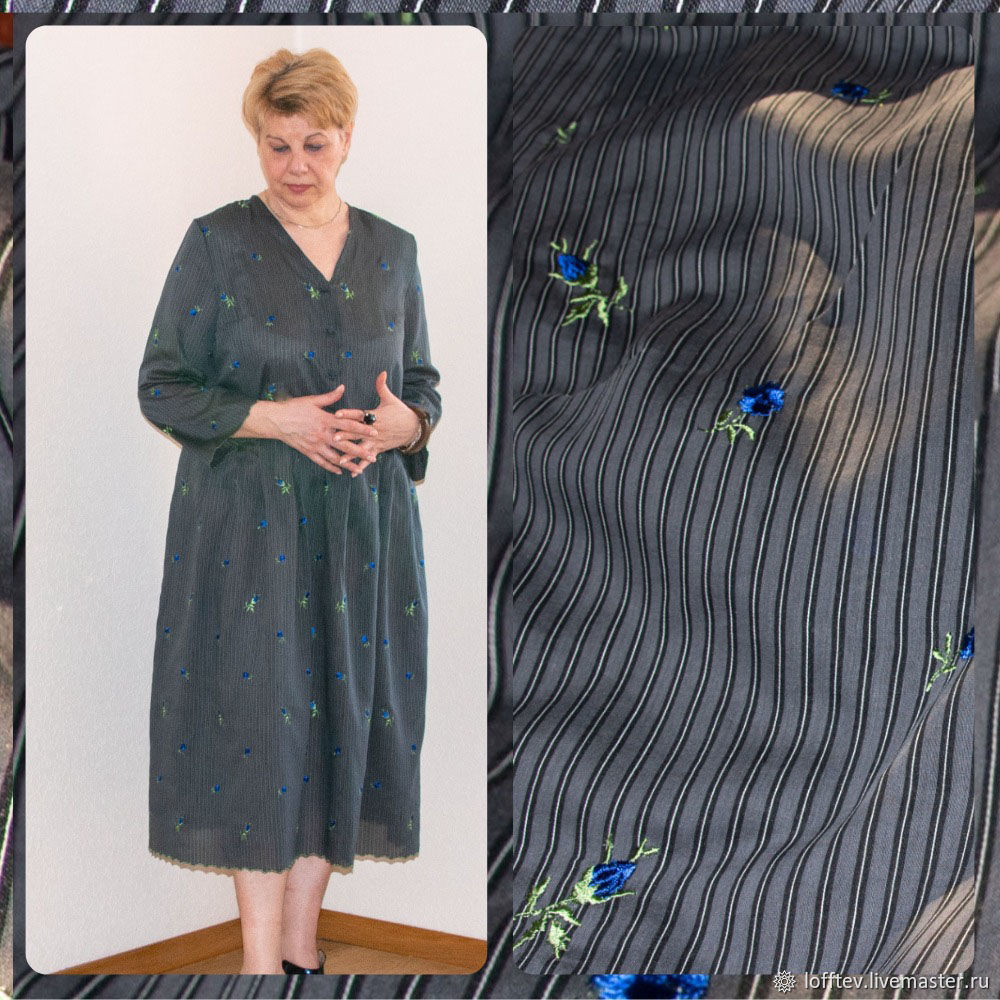 Платье из серого шелкового батиста с вышивкой купить в интернет ...