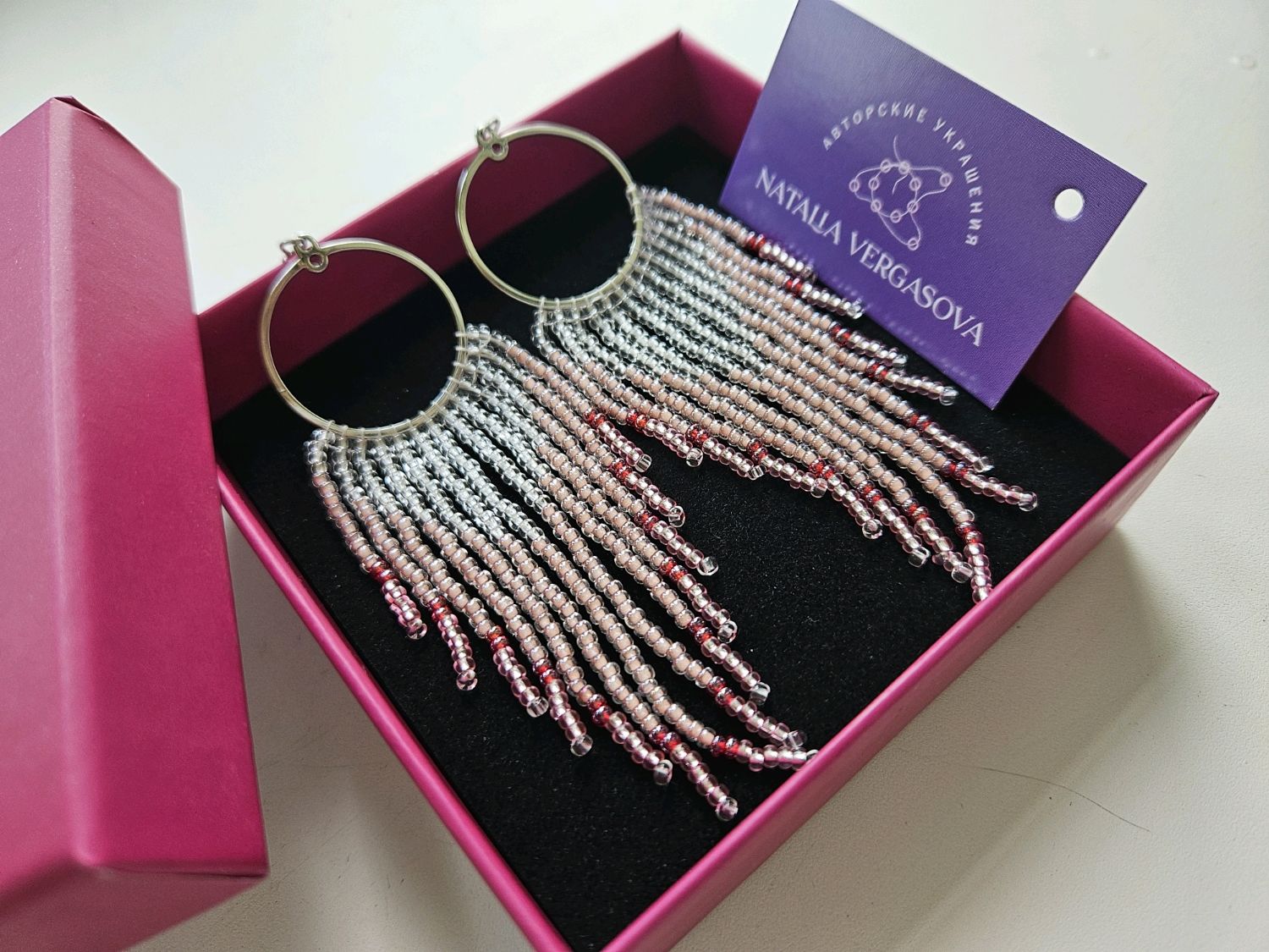 Серьги из бисера "Крылья ангела" розовые в интернет-магазине Ярмарка ...