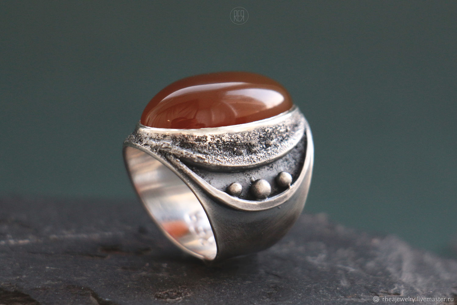 Мужской перстень в серебре с натуральным сердоликом,средневековый ...
