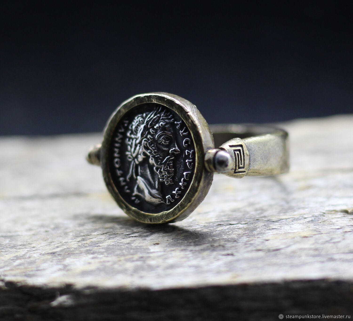 Кольцо с монетой Марк Аврелий Стоицизм Монета Рим Marcus Aurelius в ...