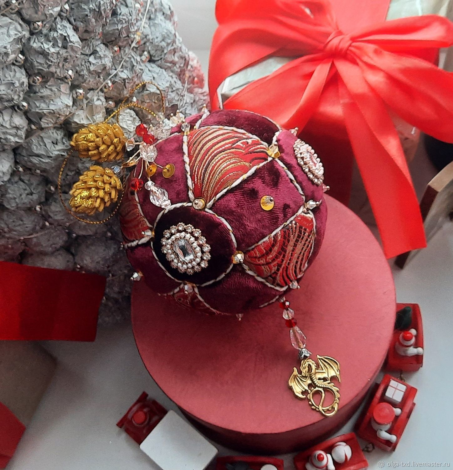 Елочный новогодний шар (кимекоми) 10см. Год дракона в интернет-магазине ...