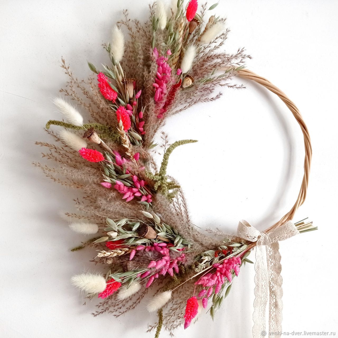 Венок из сухоцветов декоративный минимализм бохо в интернет-магазине на ...