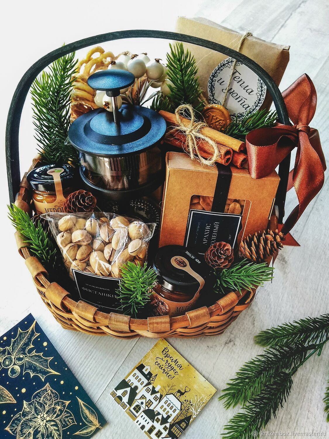 Подарочная корзина "Новогоднее лукошко" – заказать на Ярмарке Мастеров ...