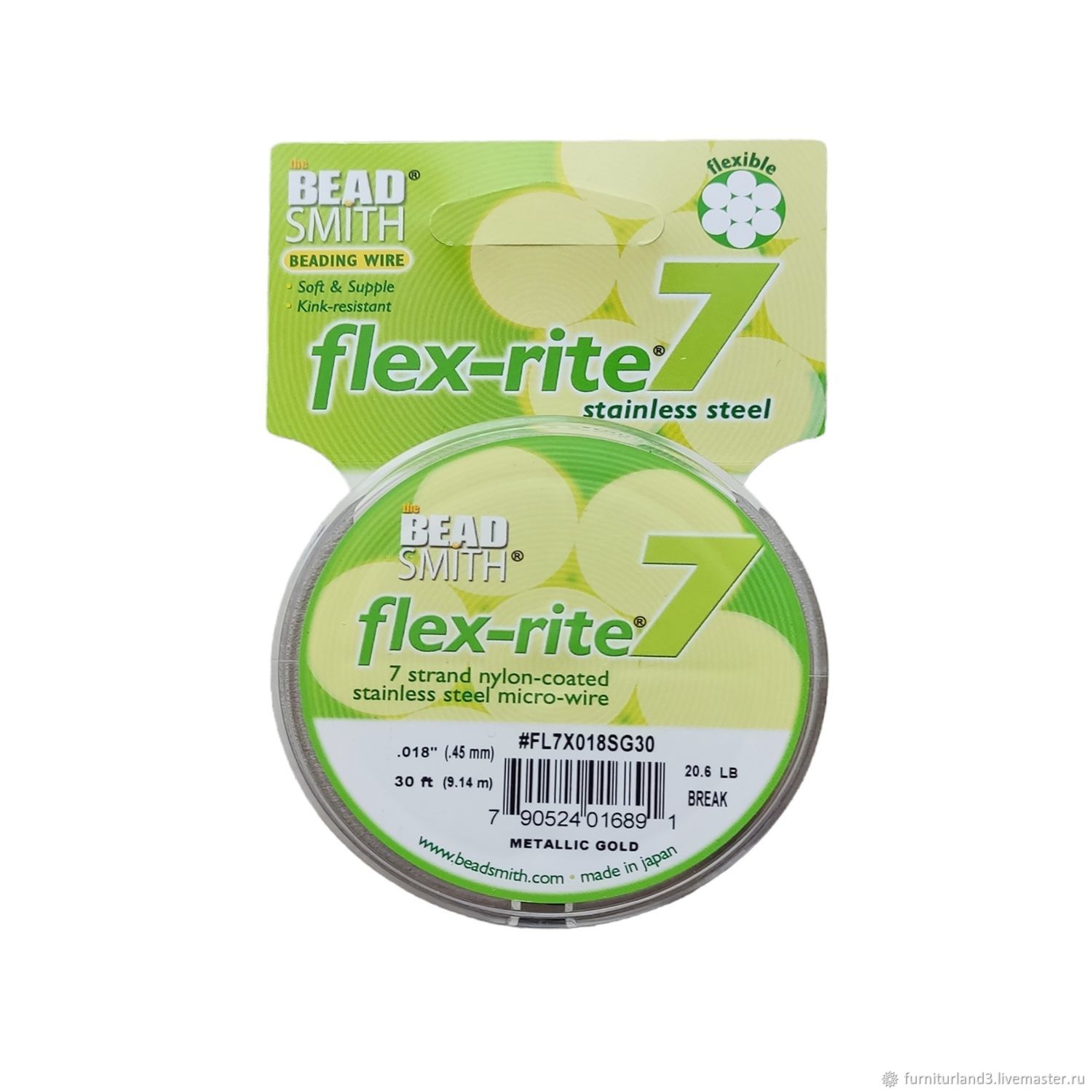 Ювелирный тросик Flex-Rite 7 0,45 мм. Катушка. Позолота. ЯПОНИЯ в ...